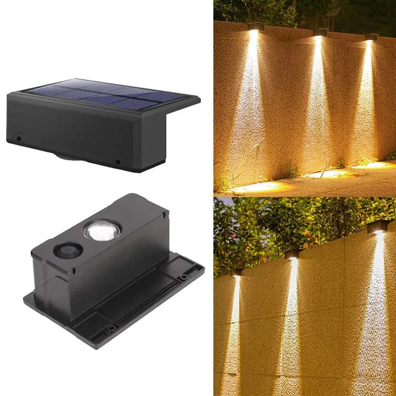 Lampes solaires de terrasse d'extérieur, lot de 2 lampes solaires de clôture, lampes murales ...