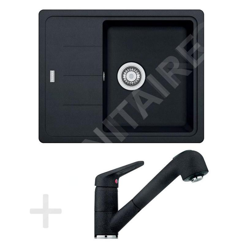 Franke Colonnes - Kit de cuisine G55, évier en granite BFG 611-62, onyx ...