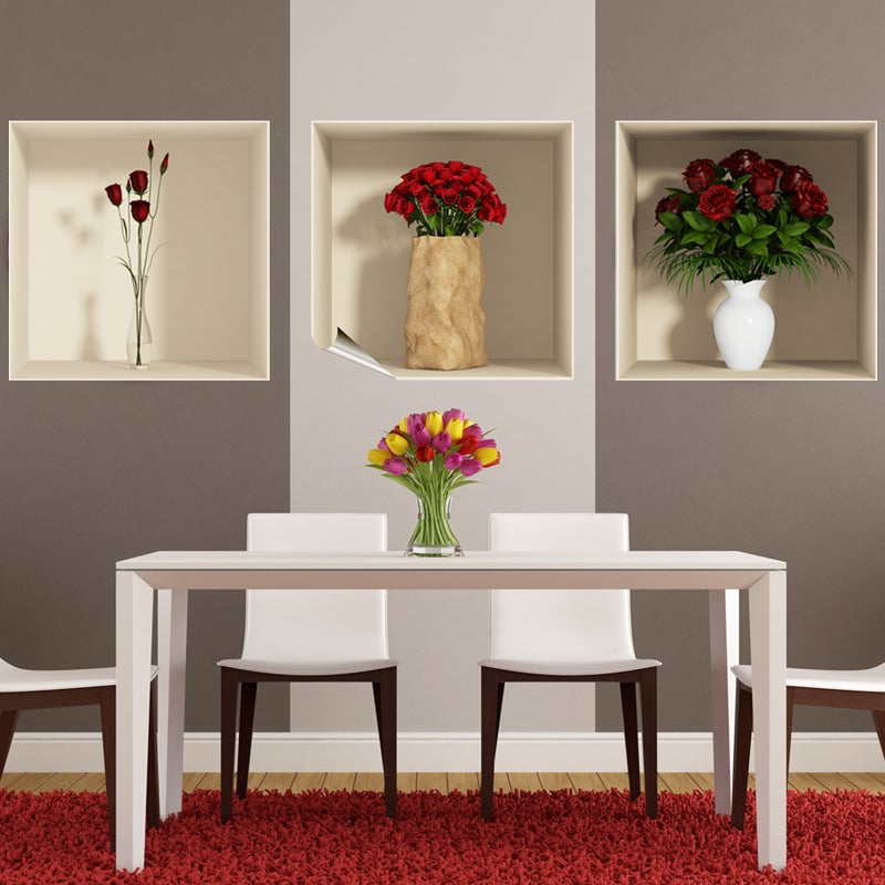 Sticker à effet 3D Roses rouges 30 x 90 cm | Leroy Merlin