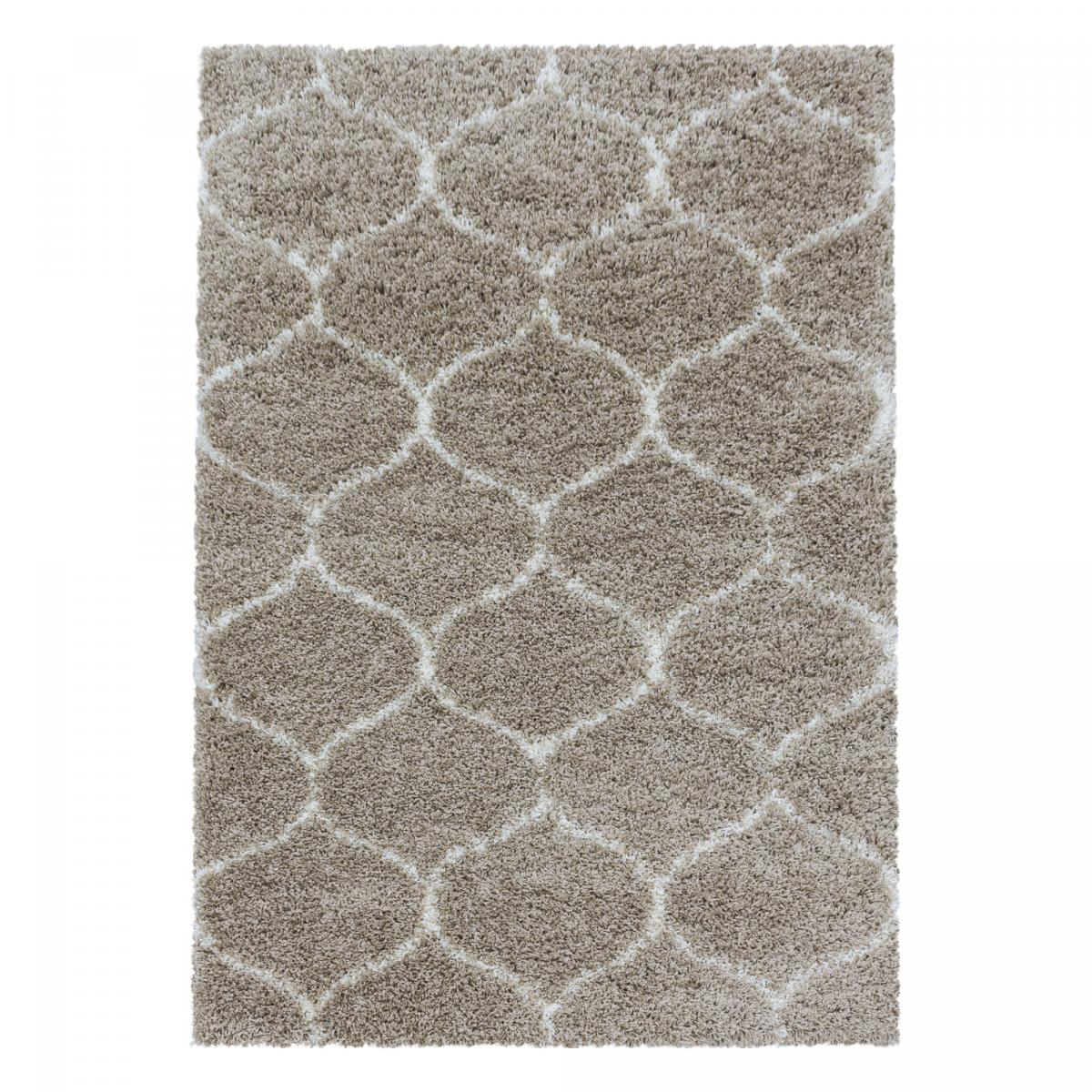 Tapis shaggy 140x200 rectangle tissé beige et crème motif scandinave ...
