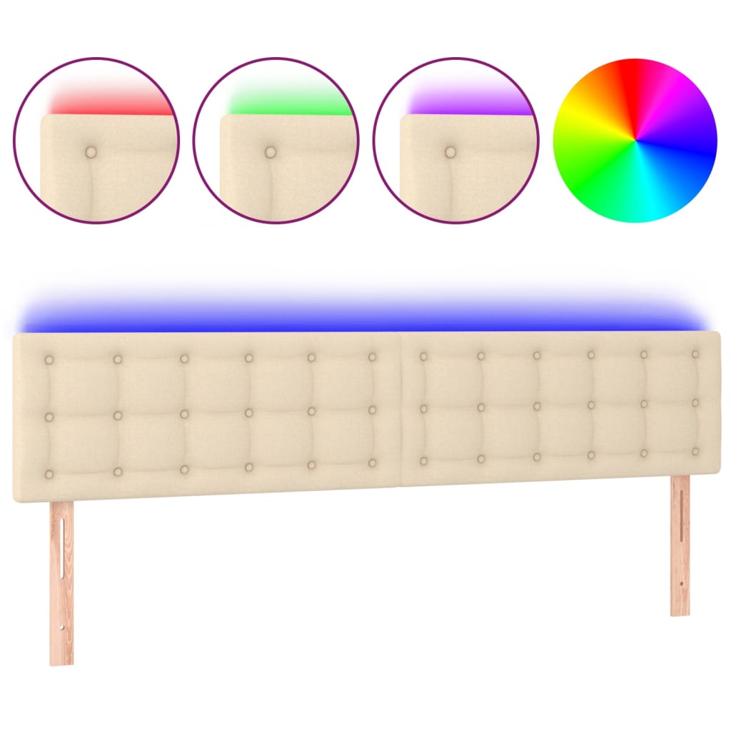 Tête de lit LED en tissu crème 180x5x78/88 cm - COMFORTXL | Leroy Merlin