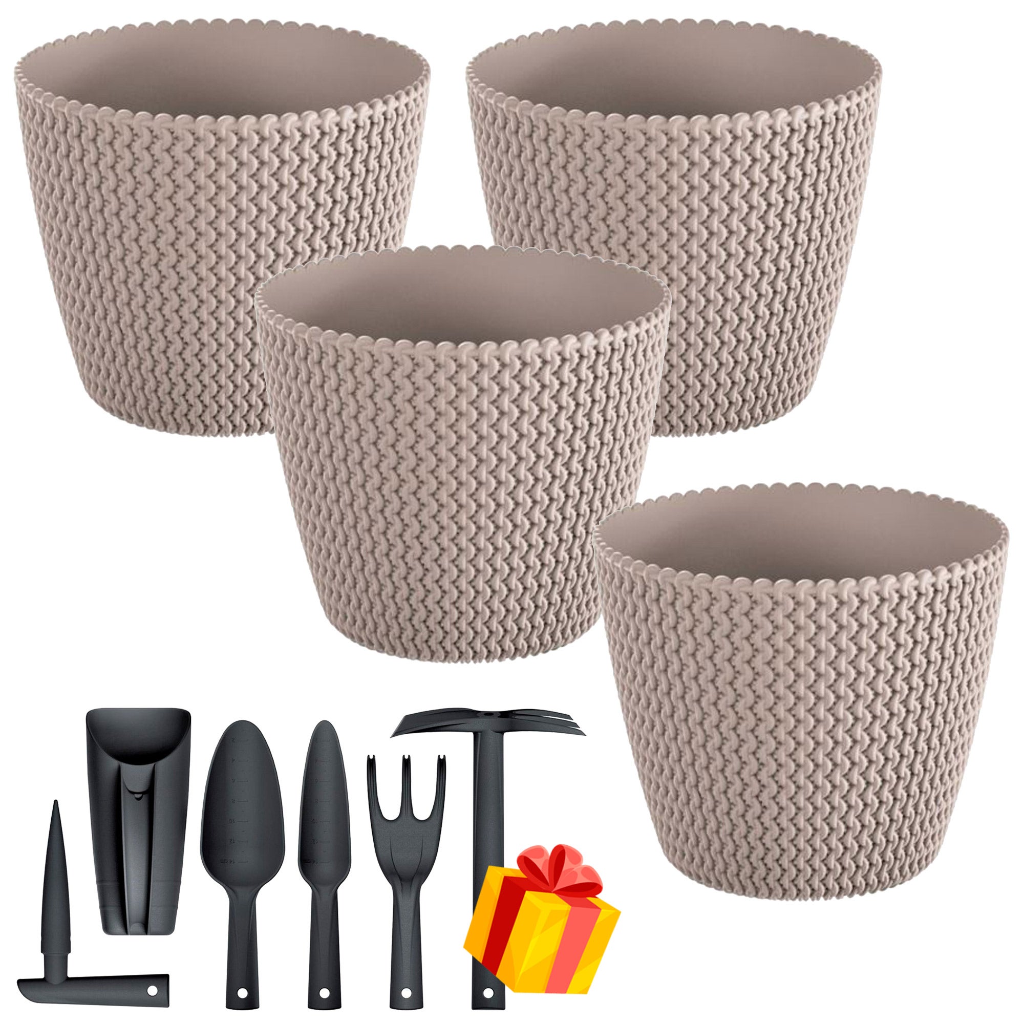Lot de 4 pots de fleurs ronds en plastique Prosperplast Splofy 5L ...