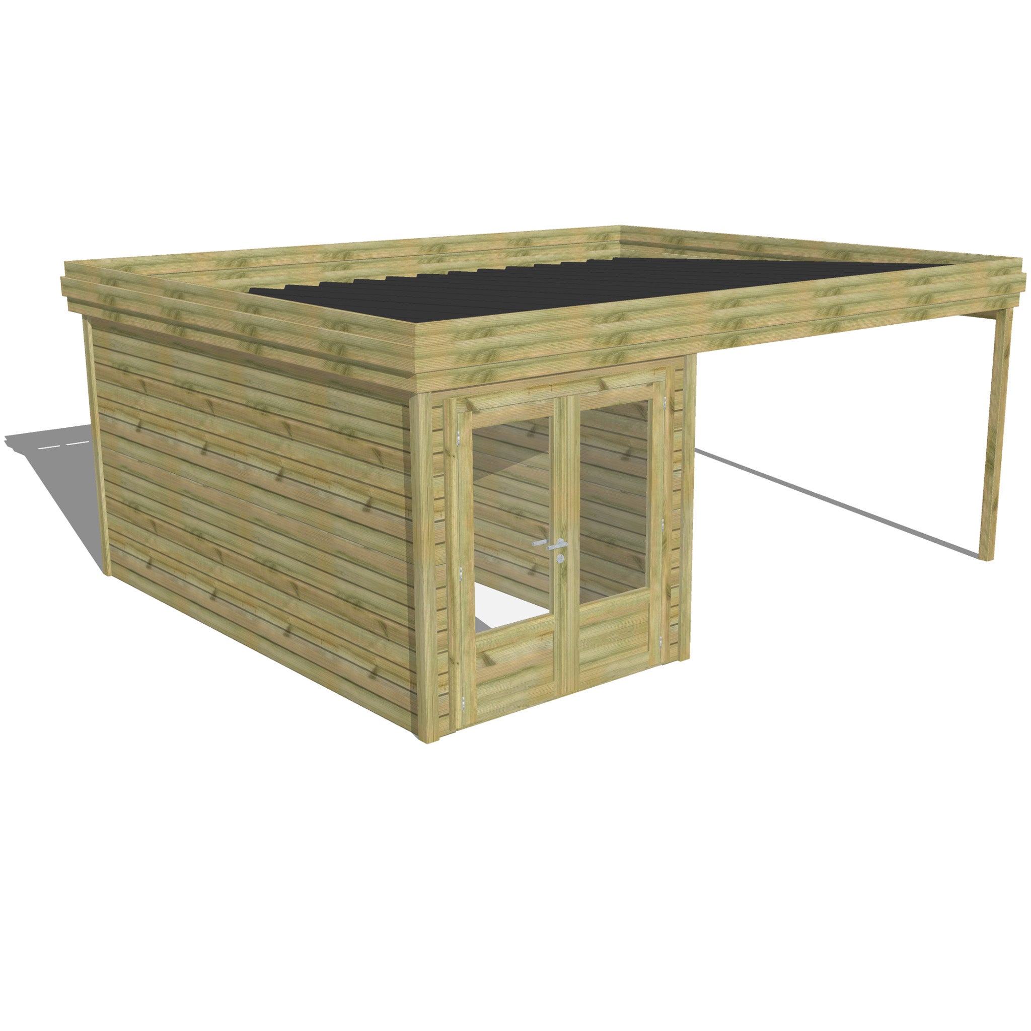 ABRI DE JARDIN bois Pin traité autoclave 27mm - 5,64x4,34m / 24m2 - Bac ...