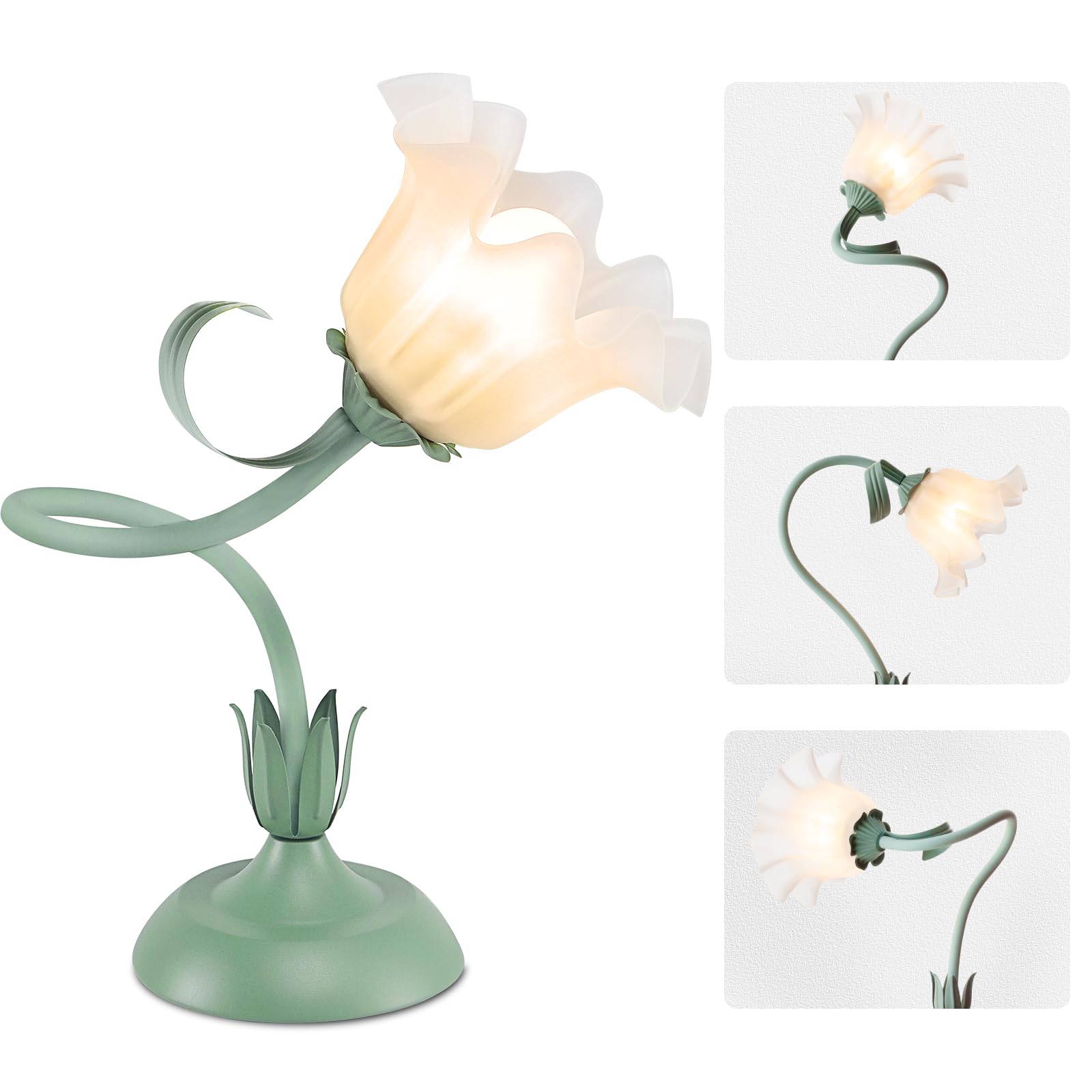 Lampe de bureau à fleurs mignonne, lampe de table à 3 températures de ...