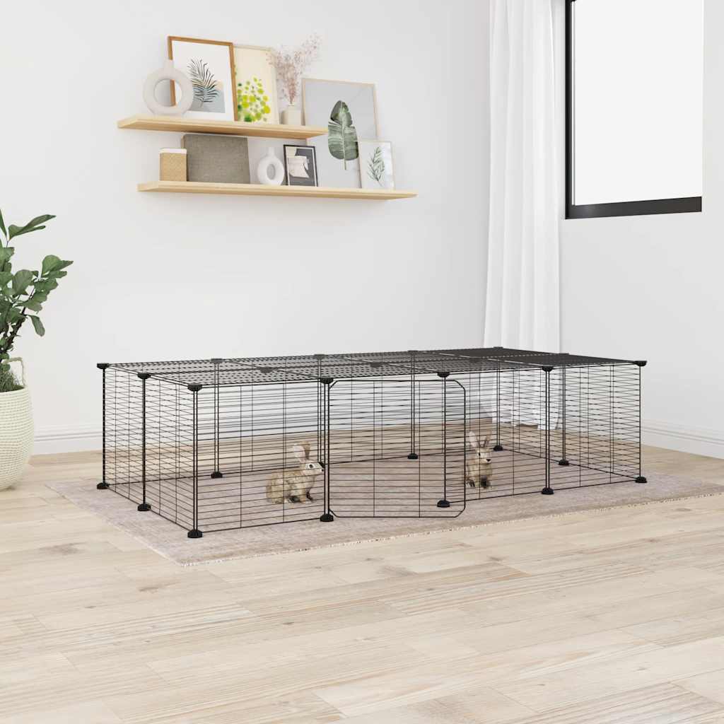 Cage animaux de compagnie à 20 panneaux et porte Noir 35x35 cm | Leroy ...