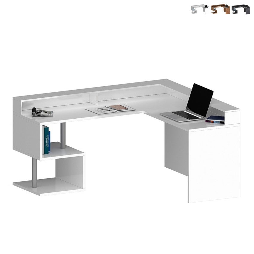 Bureau d'angle moderne pour maison et bureau avec rehausse Esse 2 A ...