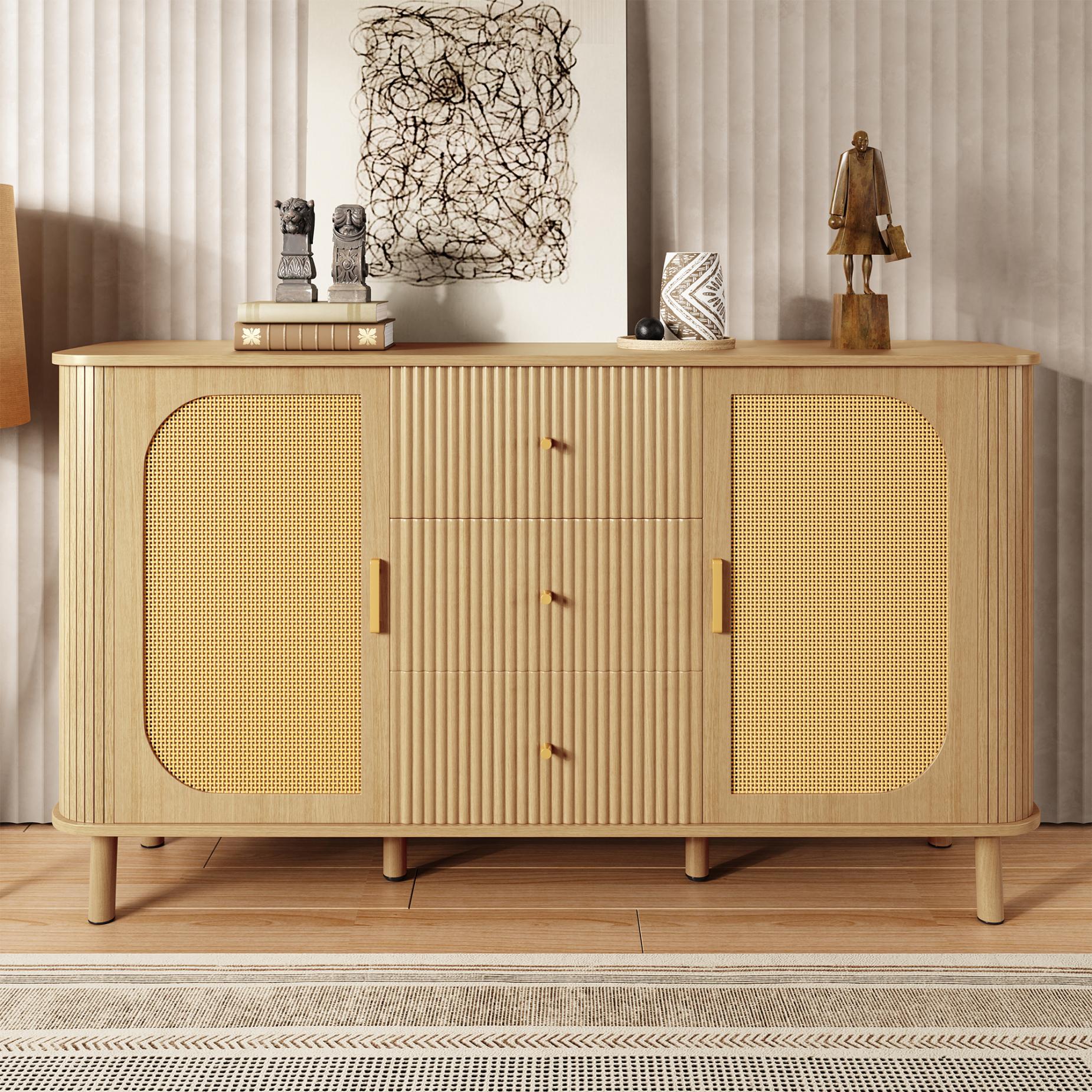 Buffet moderne avec portes ovales, tiroirs ondulés en relief, façade en ...
