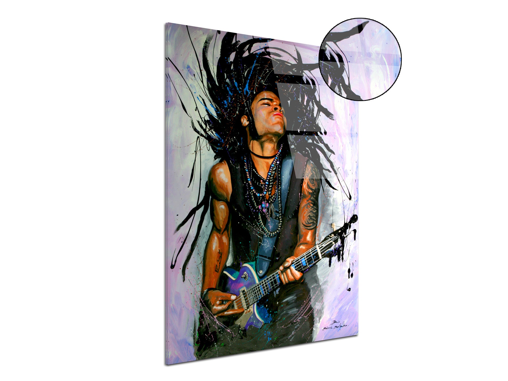 Tableau reproduction peinture Lenny Kravitz sur plexiglas imprimée ...