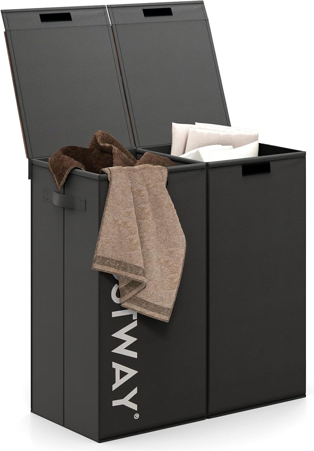 Panier a Linge Sale 2 Compartiments, Corbeille a Linge 105 L, 2 Sacs ...