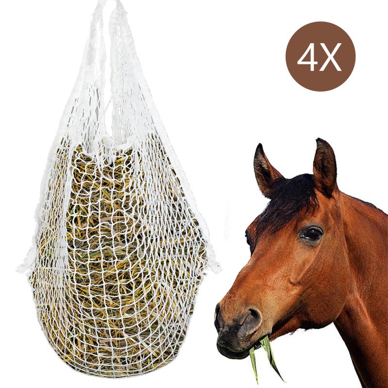 Filet à foin carré grande capacité, lot de 4, 1,6 x 1 m, pour chevaux ...