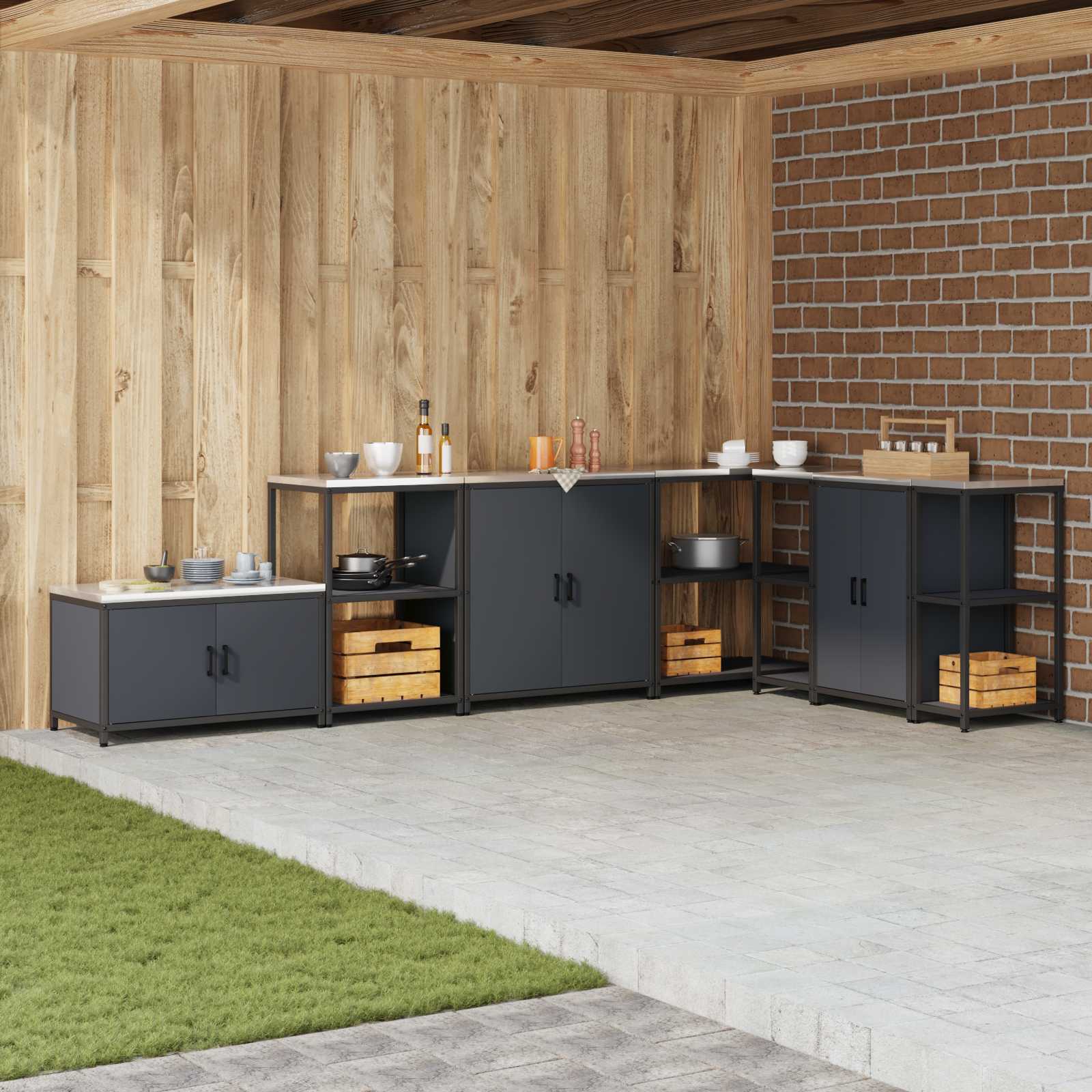 Rangement de cuisine Anthracite 90 x 50 x 92 cm Acier | Leroy Merlin