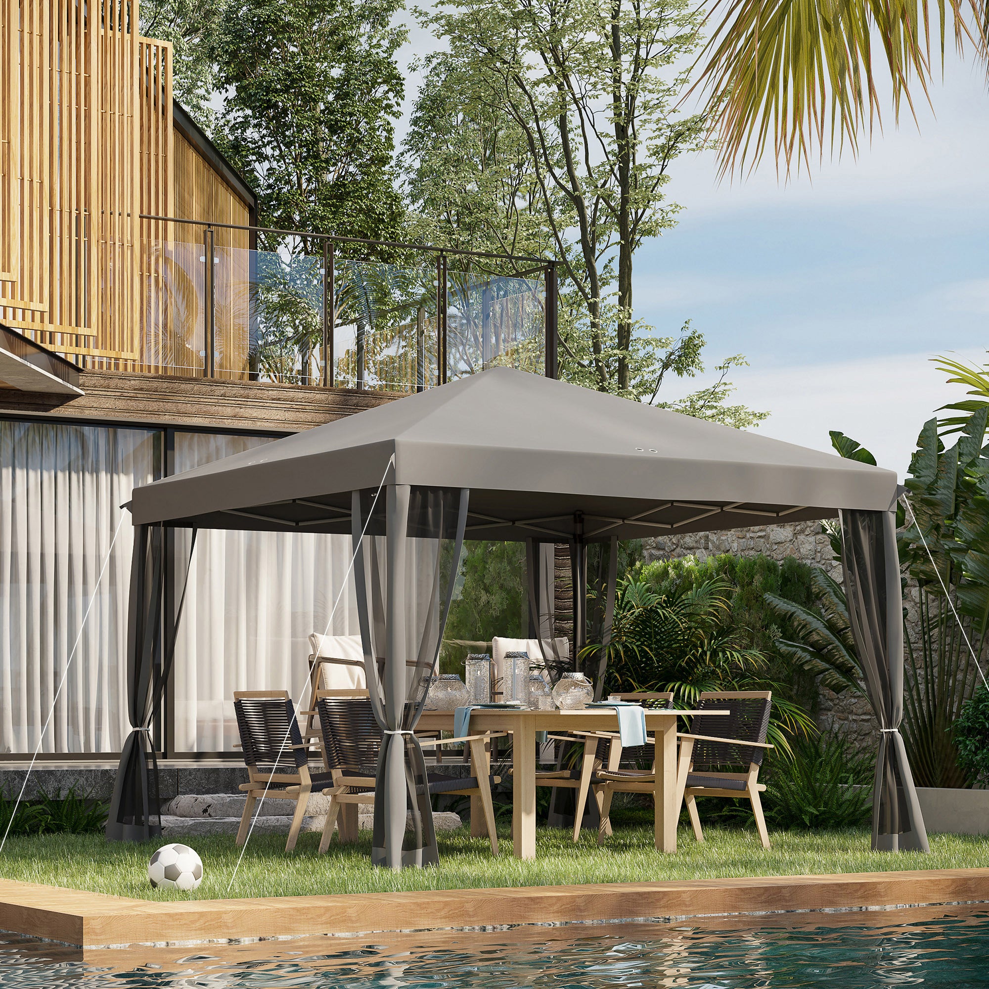 Tonnelle pop-up Barnum Pliant Style Colonial 3 x 3 m 4 moustiquaires ...