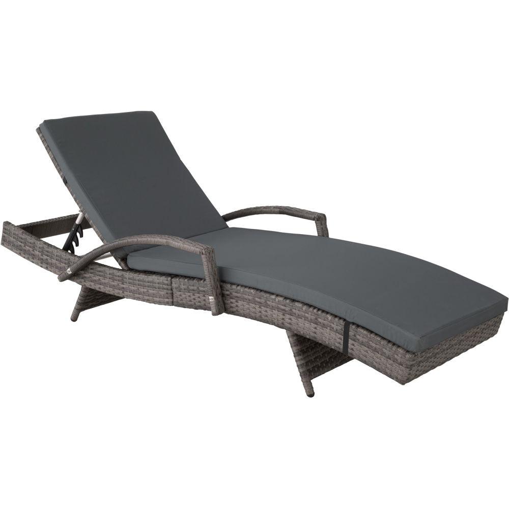 Bain de soleil chaise longue transat meuble jardin 5 positions gris ...