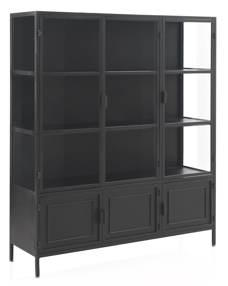 Vitrina puertas y laterales de cristal y estructura metal negra | Leroy ...