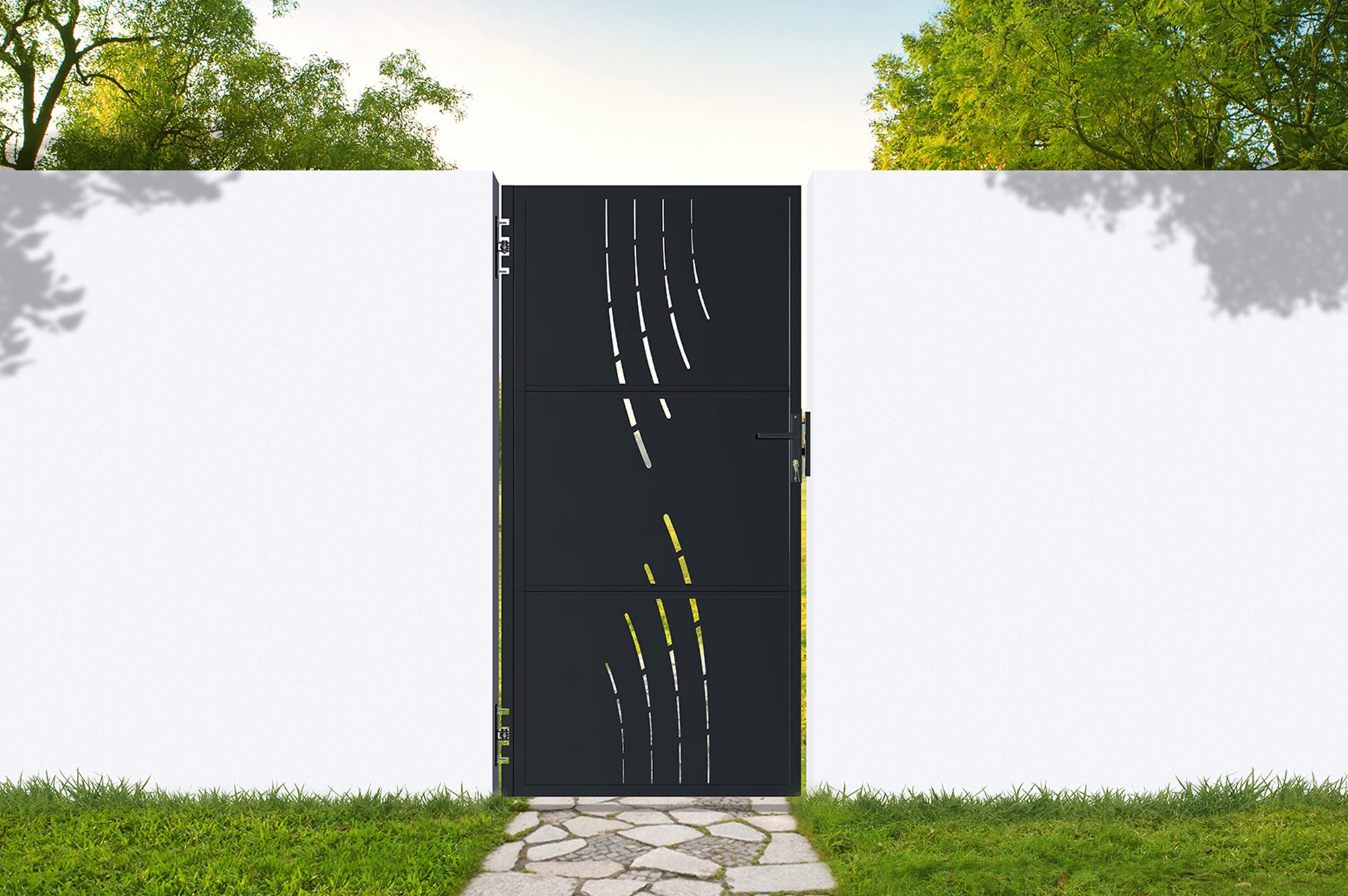 Portillon acier 1m NALI VELETA H.200cm Noir mat | Bricoman