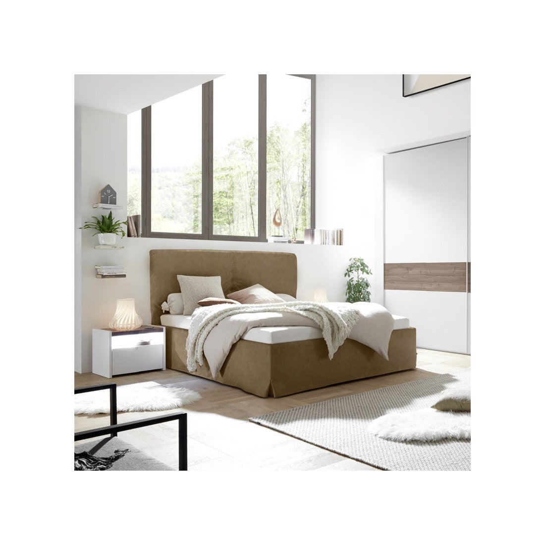 Cadre + Tête de lit 160*200 cm Simili cuir Tabac - ANIECE n°3 | Leroy ...