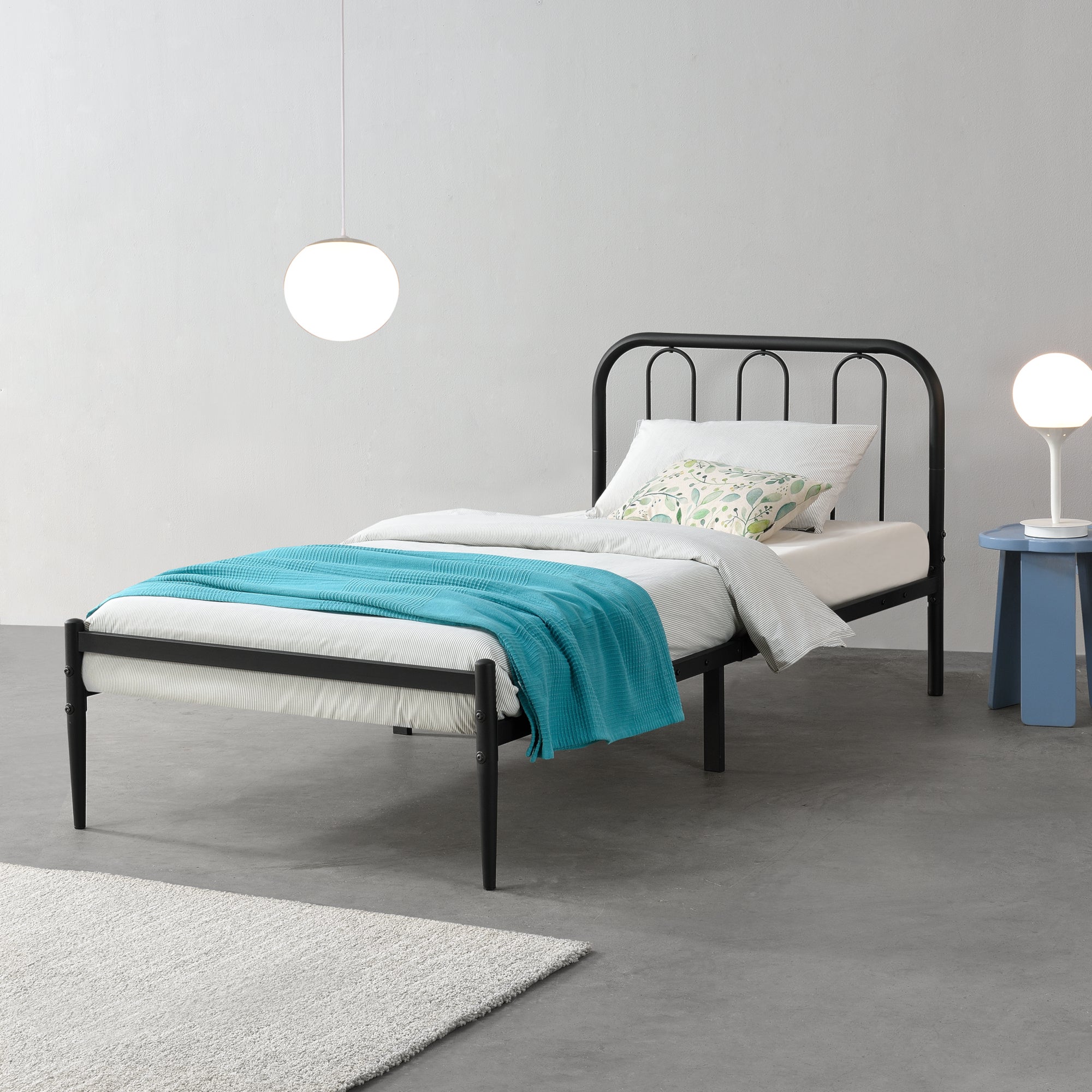 Cama de Metal con Somier - 200 x 90 cm - Cama Simple - Cama Individual ...