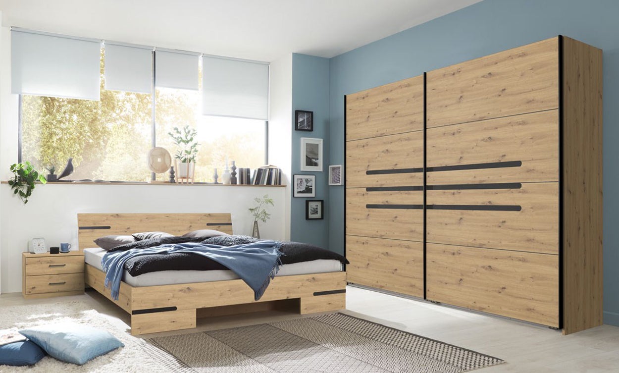 Chambre à coucher complète adulte (lit 160x200cm + 2 chevets + armoire ...