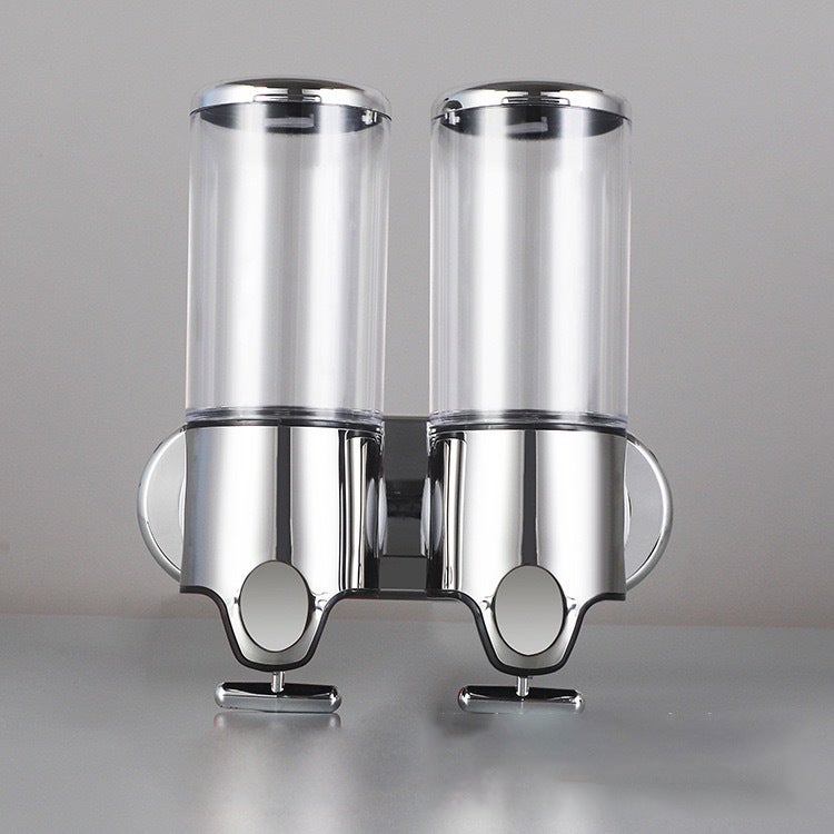 (Transparent) Distributeur de savon mural 500 ml x 2, distributeur de ...