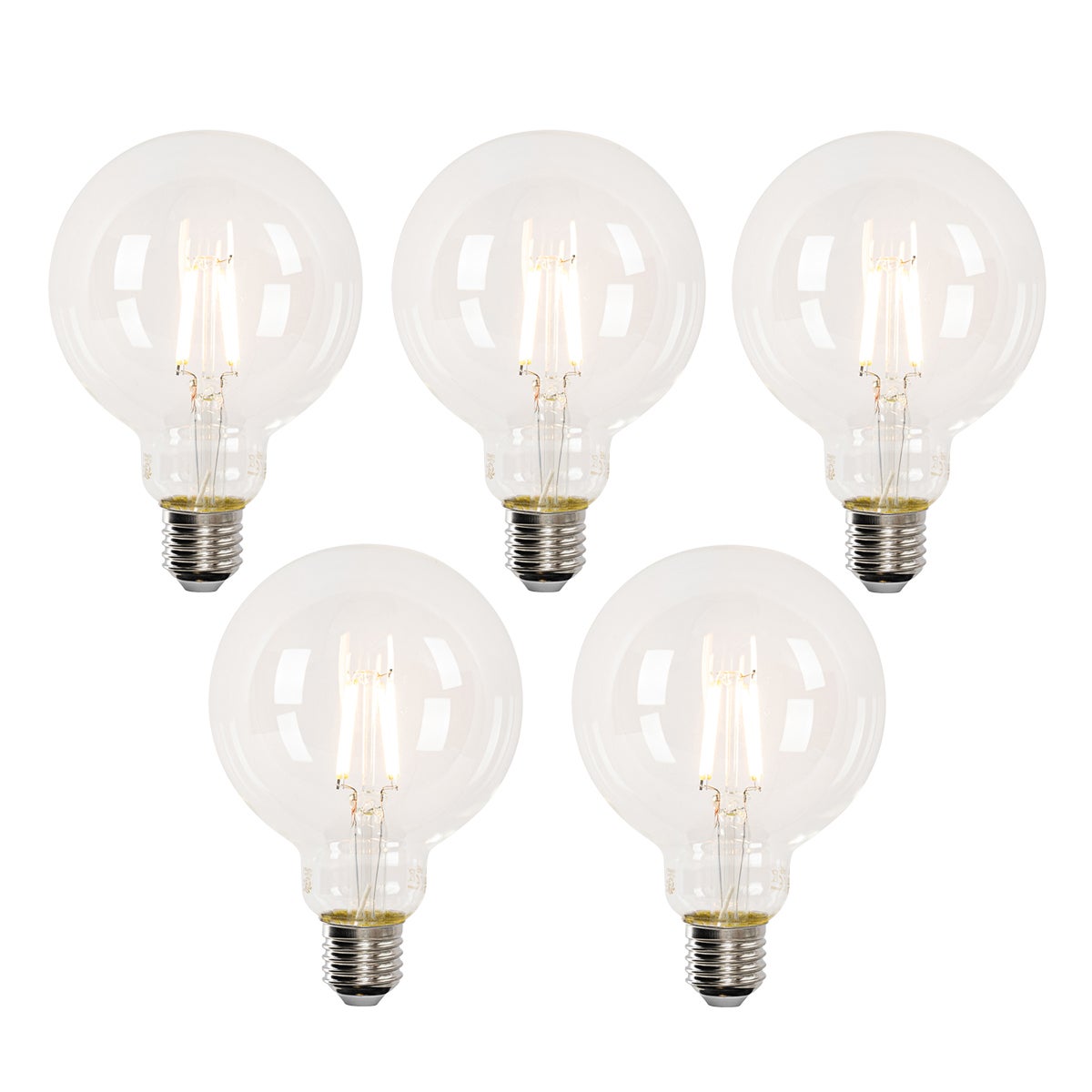 Juego de 5 bombillas LED inteligentes E27 G95 4,5 W 470 lm 2700-6500 K ...