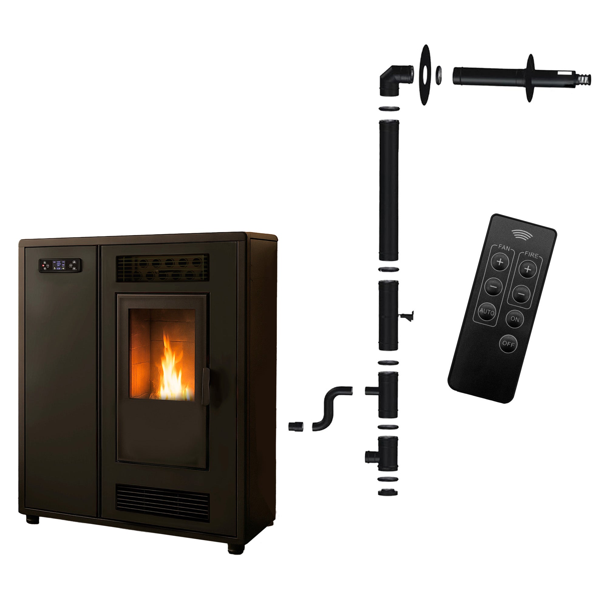 Estufa de pellets Slim Astral 12,2 kW Negro Sannover + Kit de ...