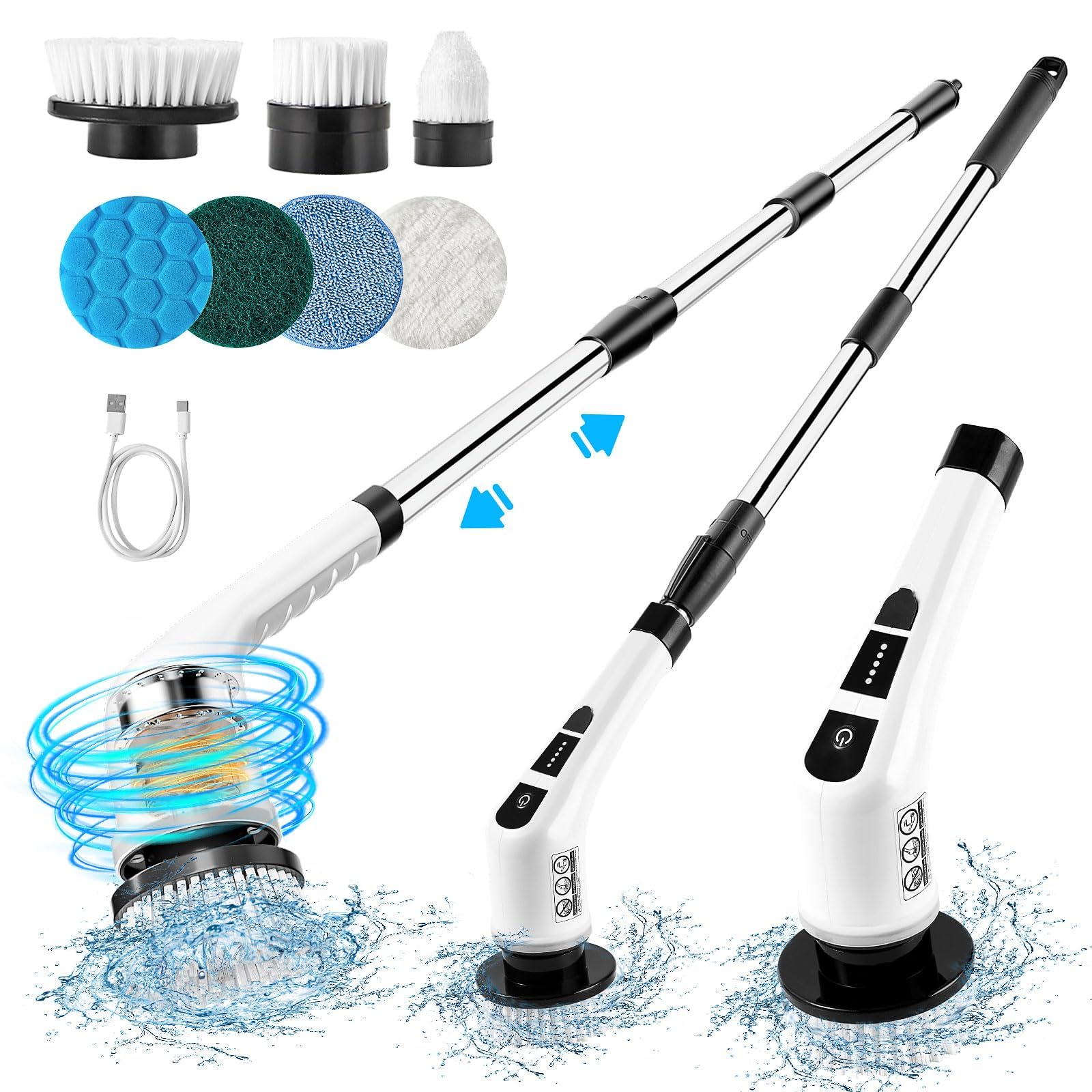 Brosse rotative électrique, brosse de salle de bain électrique avec 7 ...