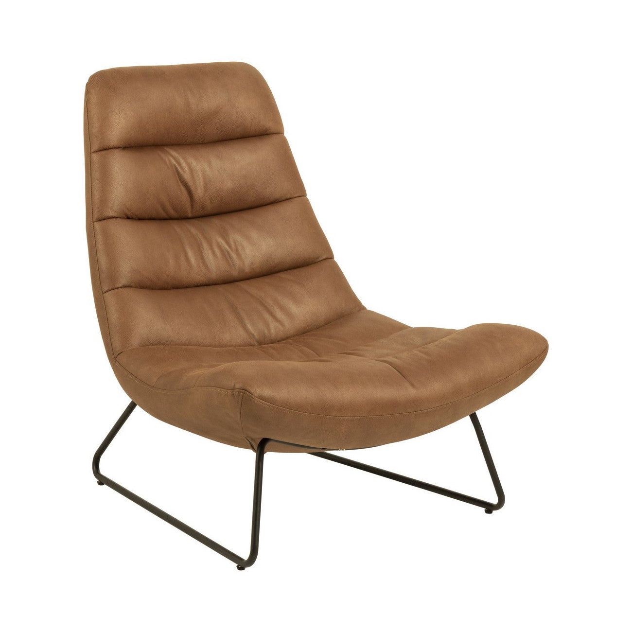 LOUNGE - Fauteuil Lounge Aspect Cuir Marron | Leroy Merlin