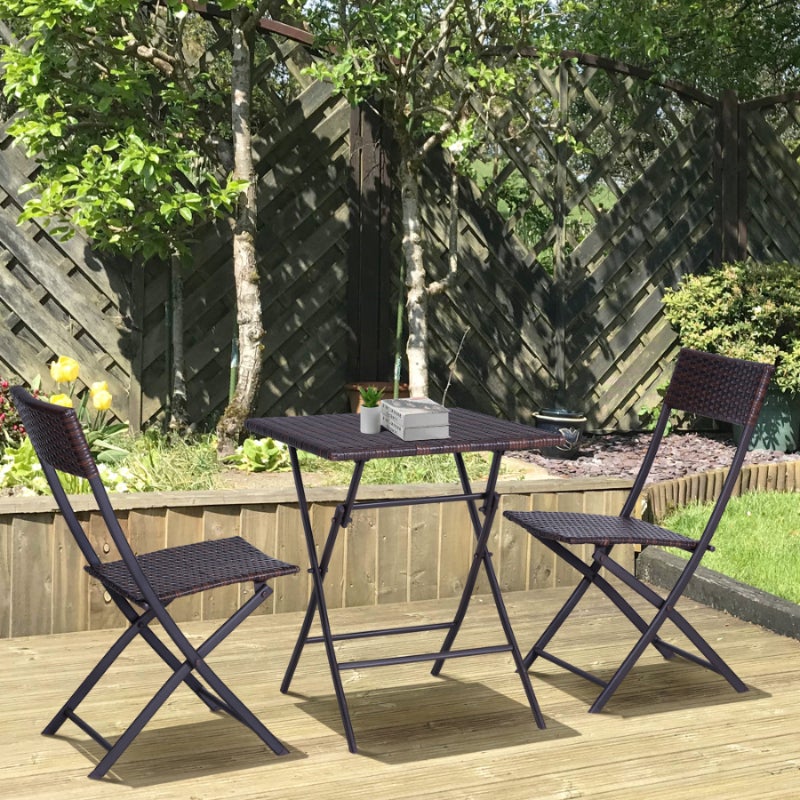 Ensemble bistrot 2 personnes en polyrotin, table et chaises pliantes ...