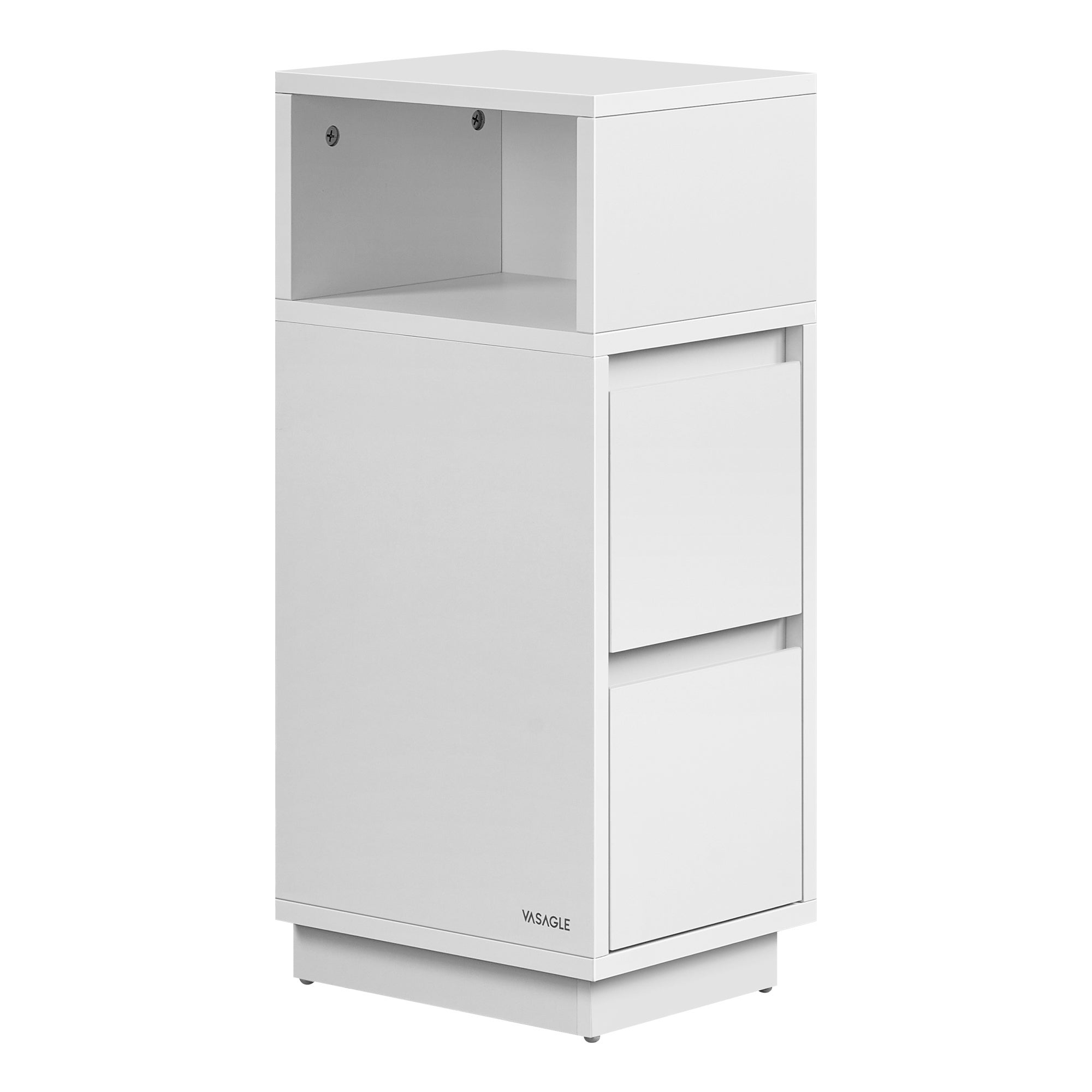 Table de Chevet Étroite, Table d’Appoint avec 2 Tiroirs et Compartiment ...