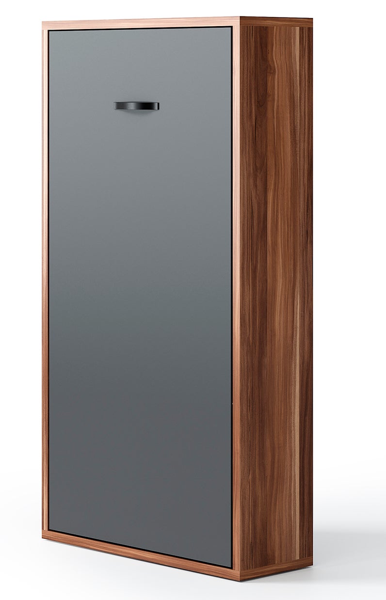 Lit escamotable vertical 90x190 Valka-Avec matelas-Coffrage Anthracite ...