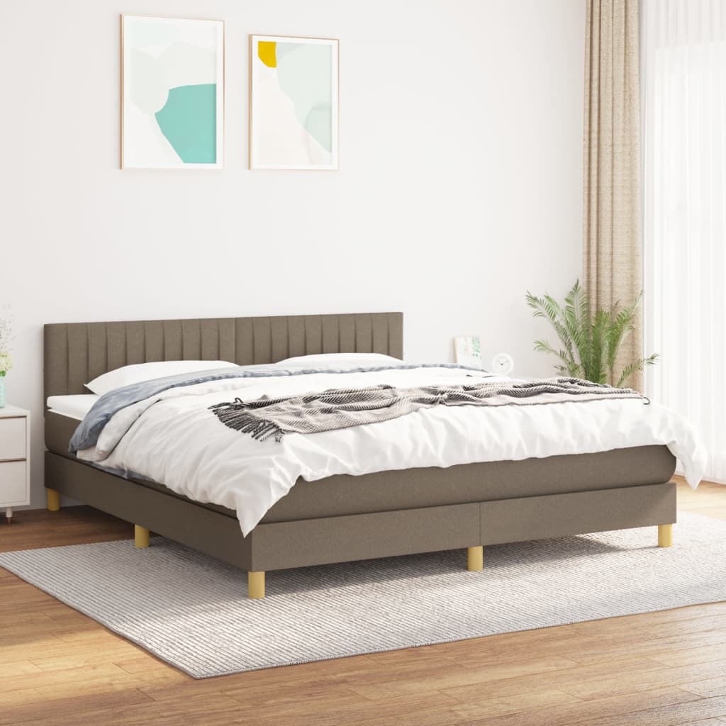 Lit à sommier tapissier avec matelas Taupe 180x200 cm Tissu | Leroy Merlin