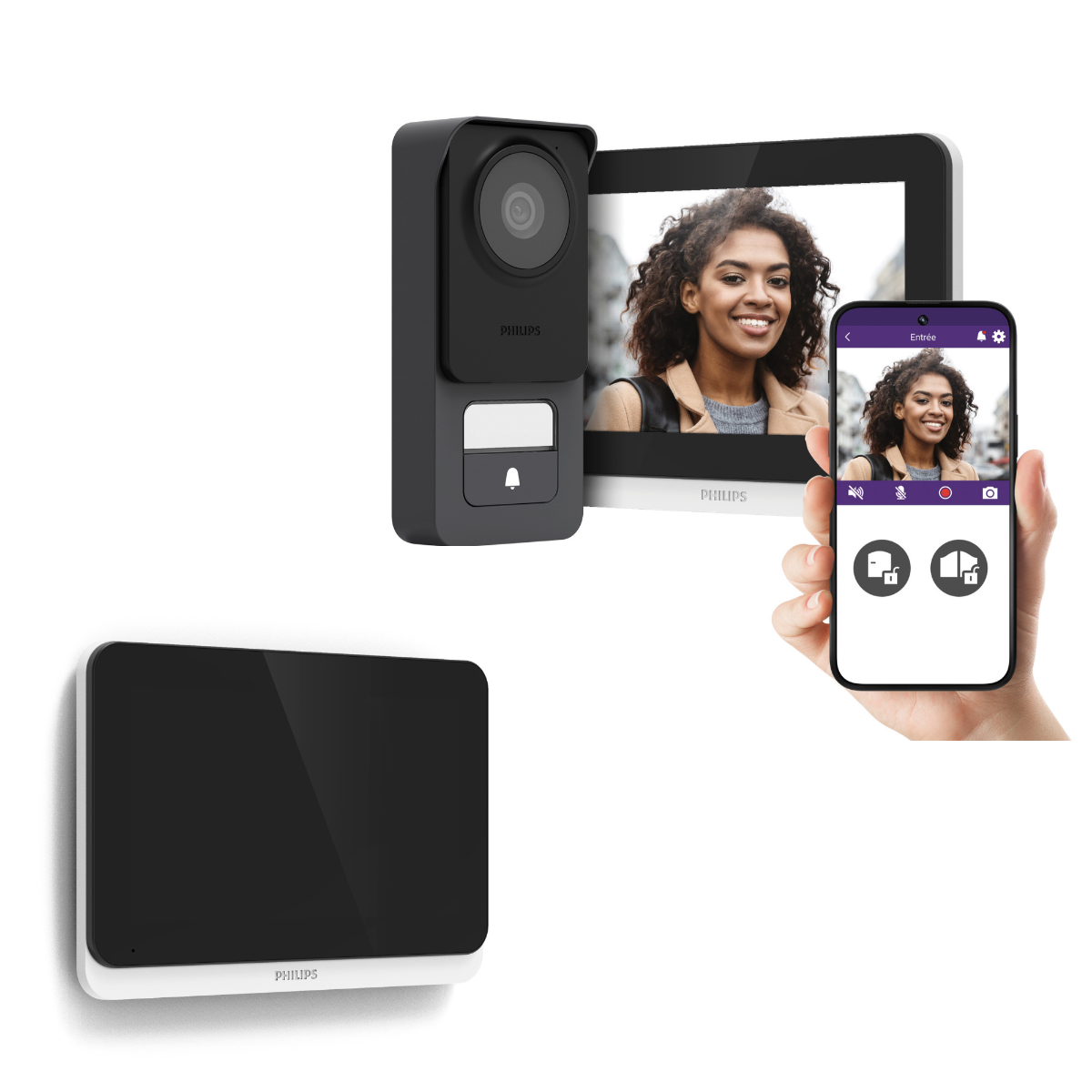 Visiophone Philips WelcomeEye Connect 3 + moniteur supplémentaire ...