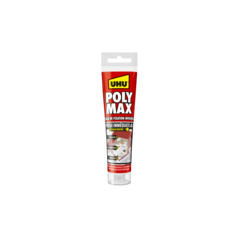 Colle Mastic Prise Immédiate Polymax UHU Invisible tube - 115 g - 33812 ...