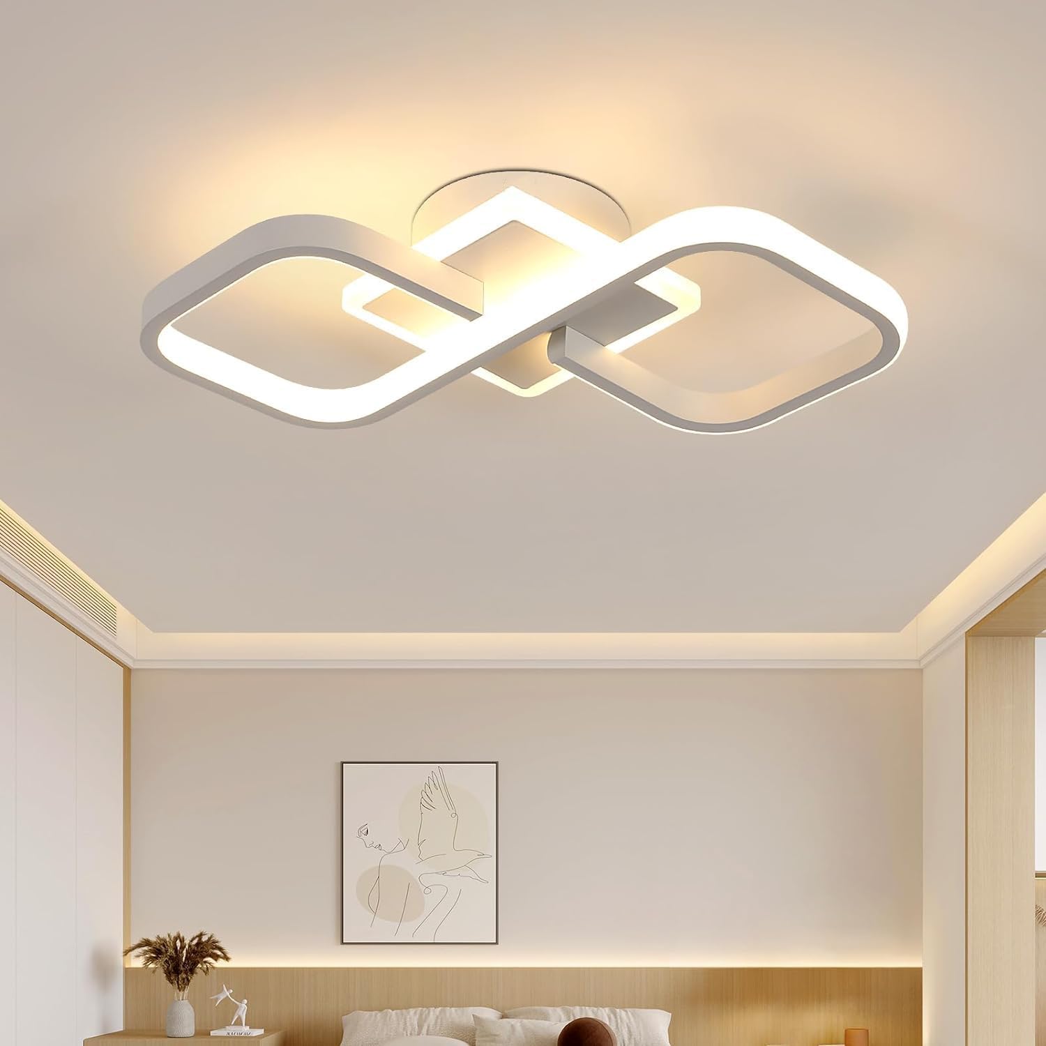 GOECO Plafoniera LED moderna, luce bianca 36W 3000K 4000LM, plafoniera ...