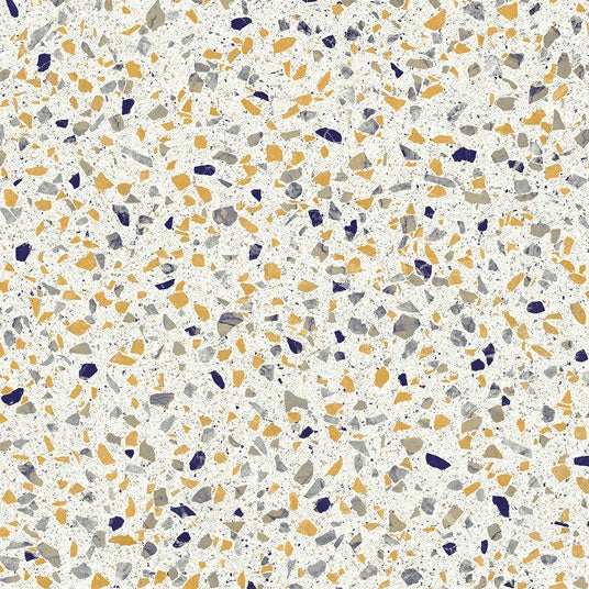 Sol Vinyle Style - Terrazzo granito - Jaune et bleu - Rouleau de 3m x ...