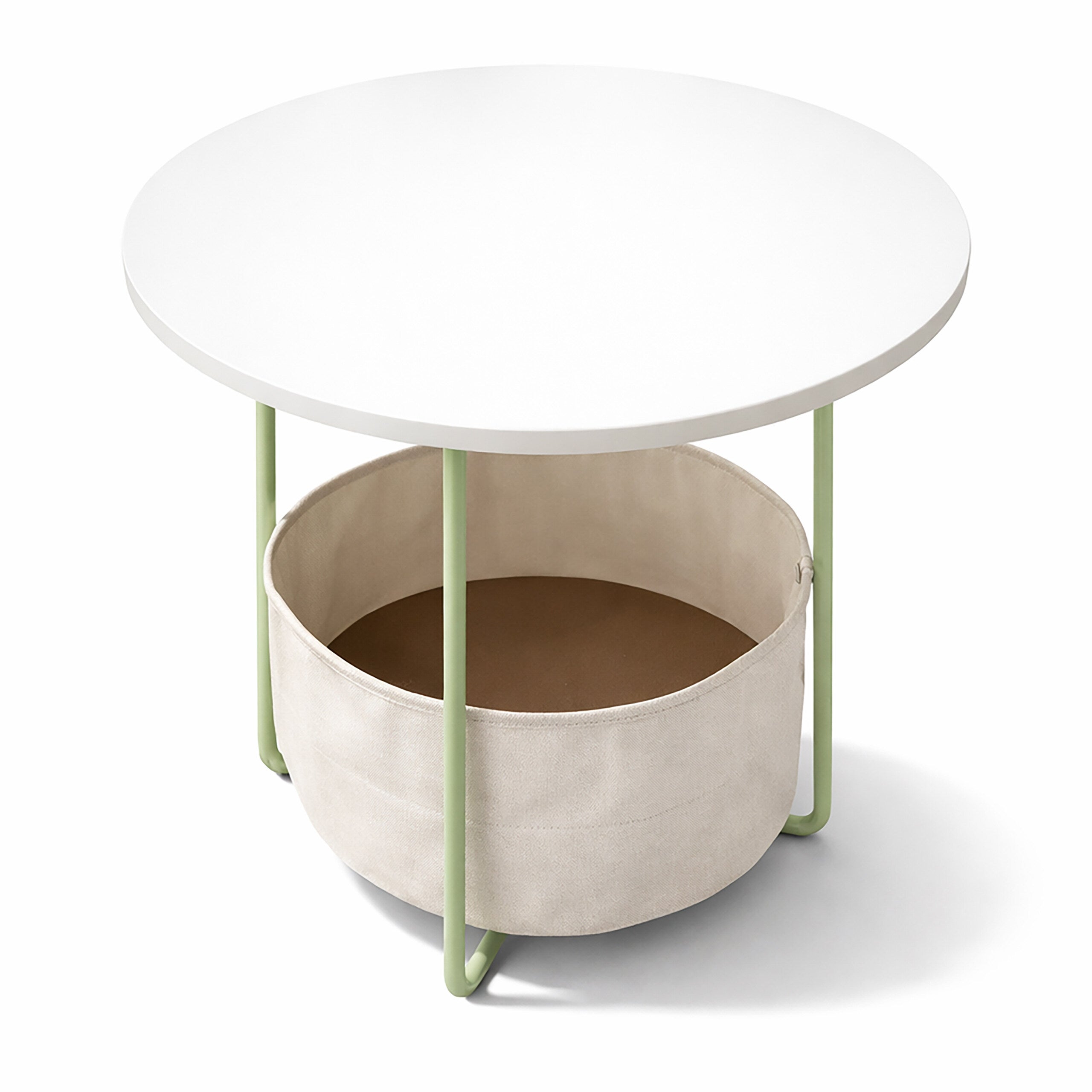 Table d'appoint, table basse ronde, avec panier en tissu, 50 x 45 cm ...