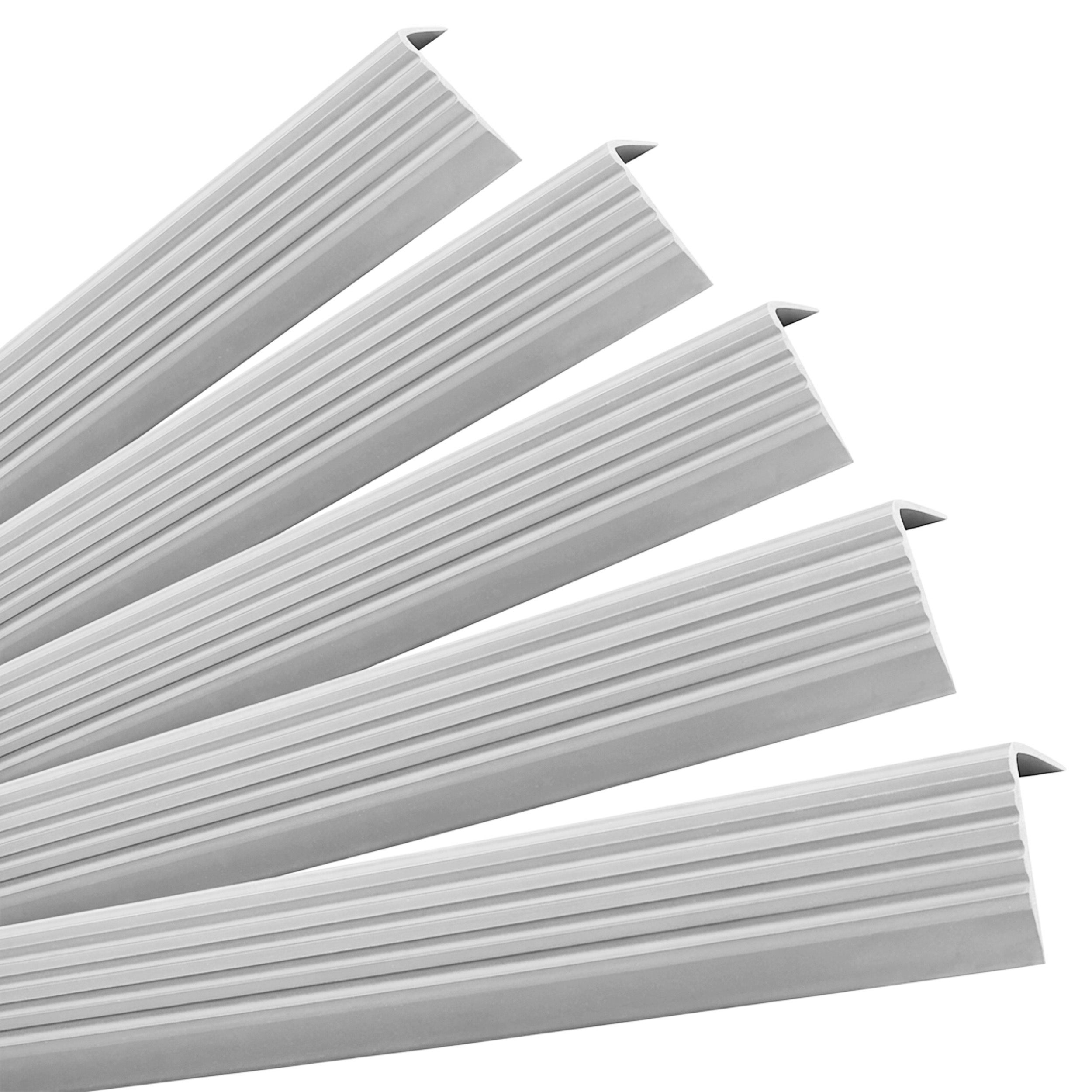 5x Nez de marche PVC 40x25 mm - autoadhesif, antiderapant, 100 cm, gris ...