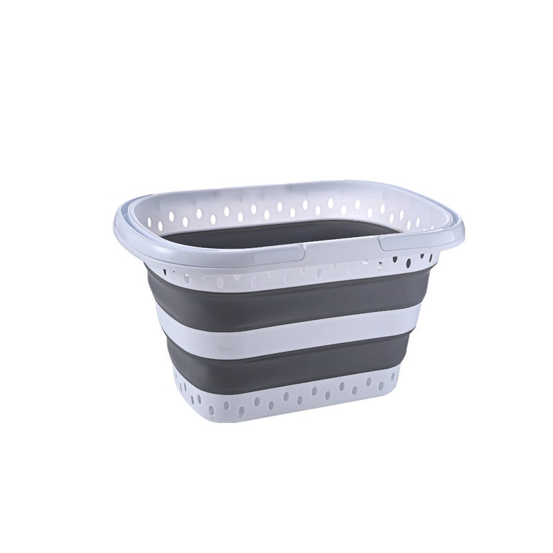 Panier Corbeille à linge retractable et pliable Blanc Gris | Leroy Merlin