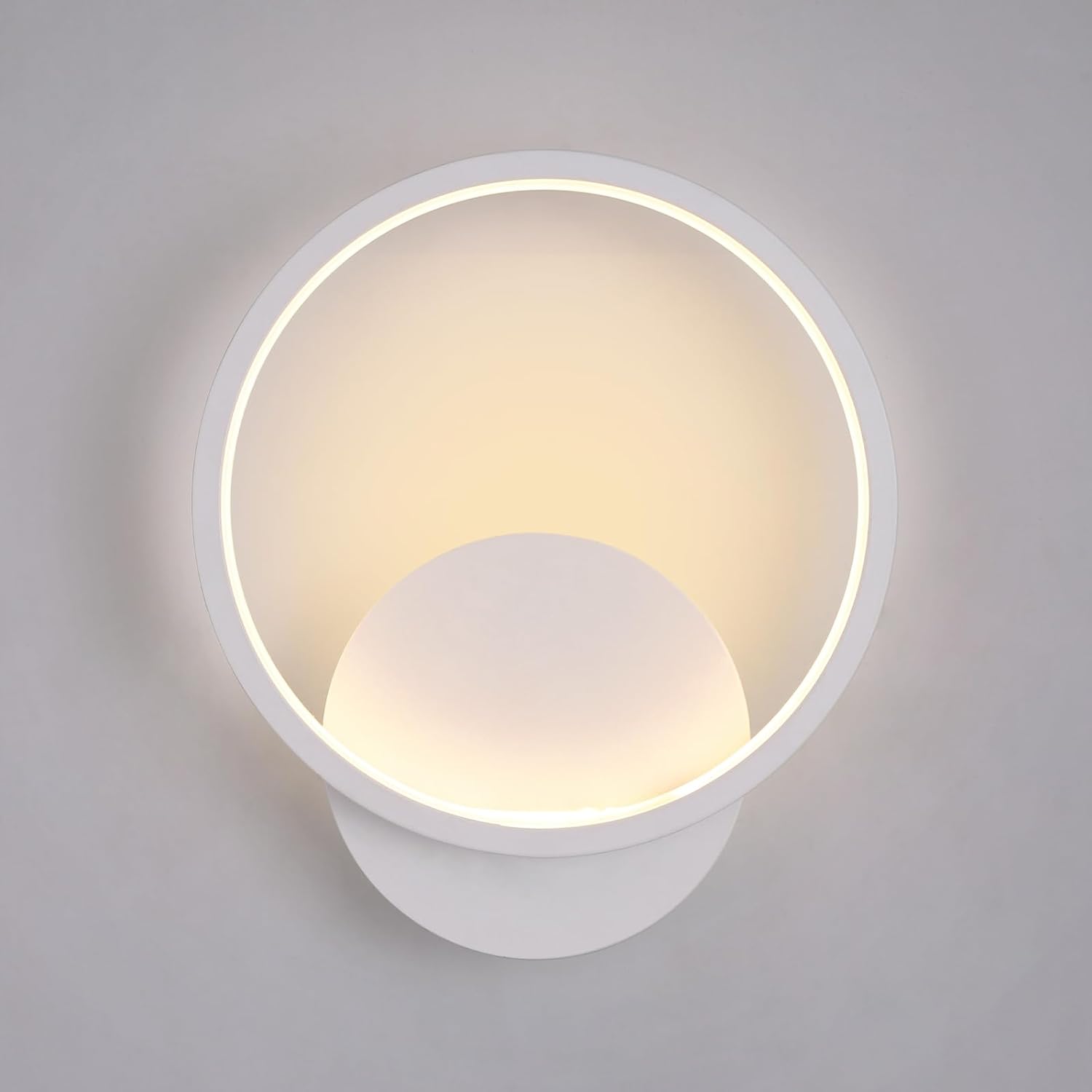 GOECO Applique Murale LED Ronde Blanc Chaud, Design en Acrylique, 12W ...