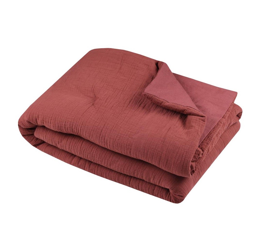 Plaid ou Edredon en gaze de coton 125 x 150 cm Pop color terracotta ...