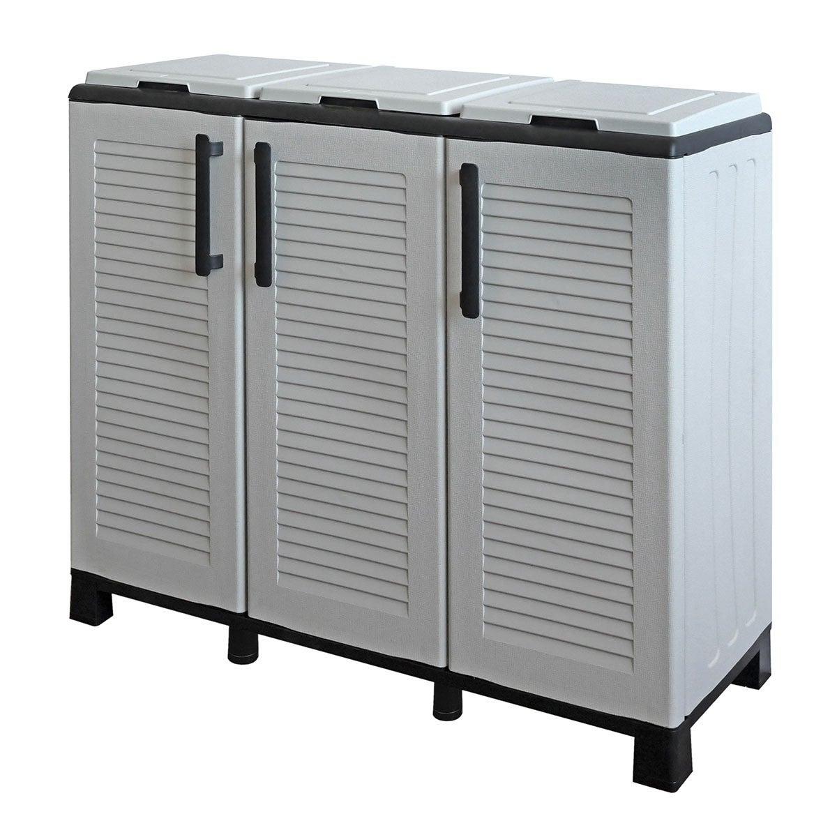 Poubelles de tri Selectif 3 Sacs Armoire Recyclage Gris Clair 102 x 37 ...