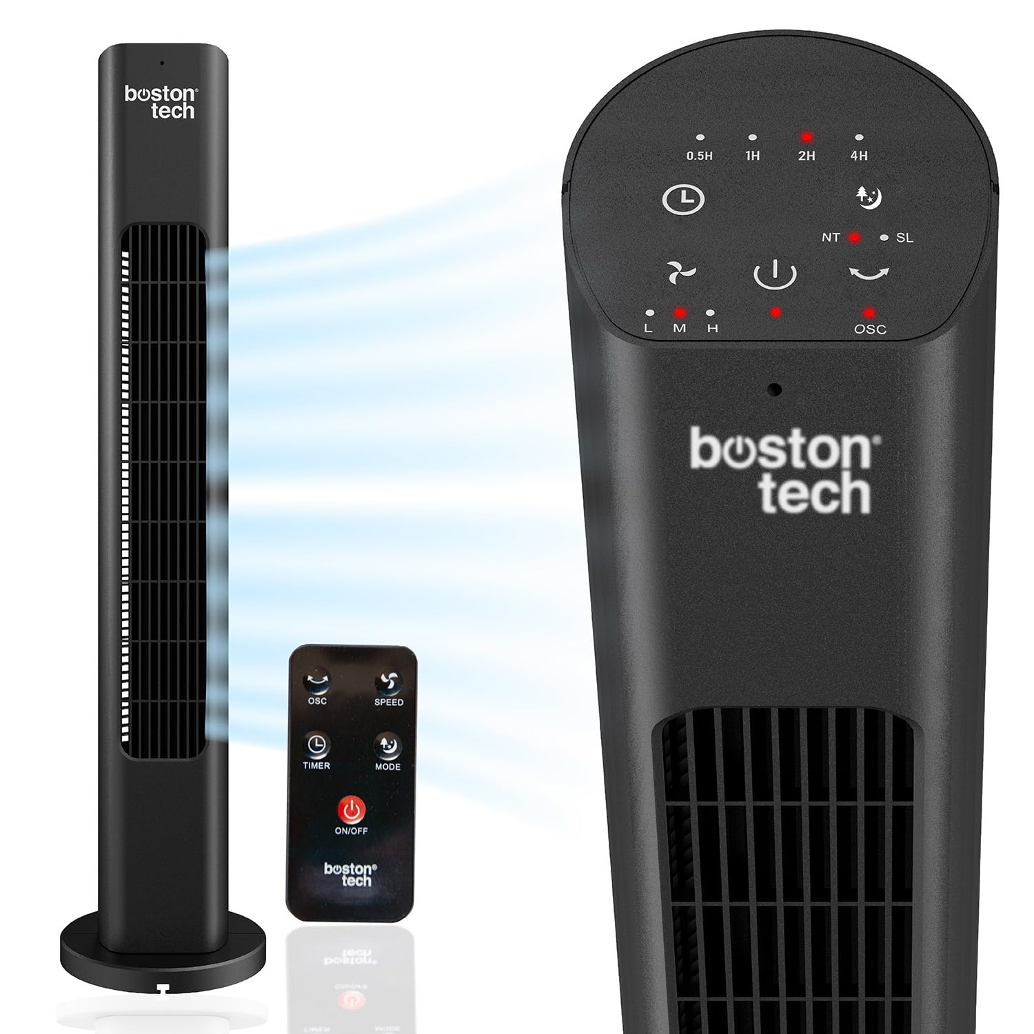 BOREAS - Ventilatore a torre: telecomando, timer fino a 7,5 ore ...