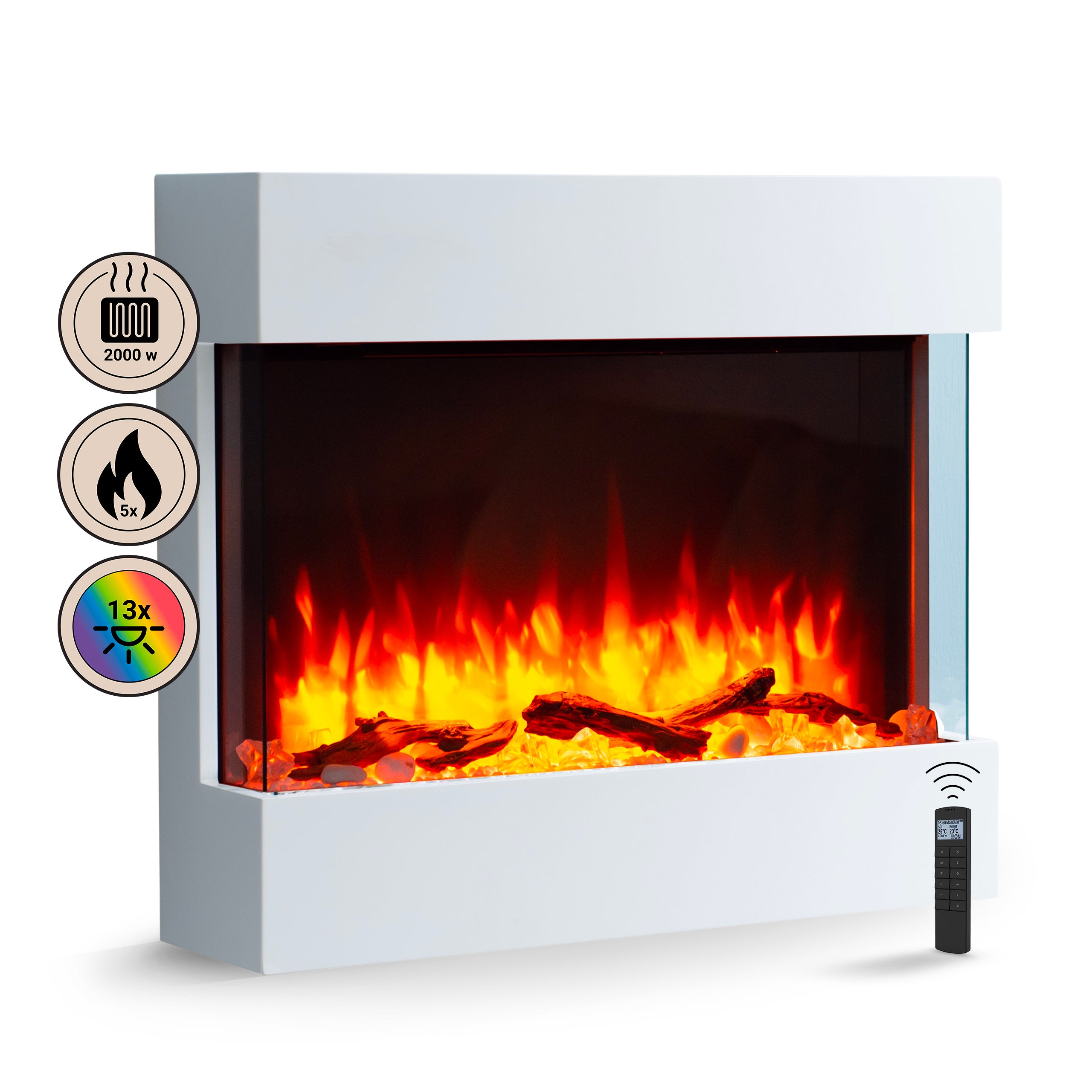 BALDERIA Alva - Chimenea mural, 2000 W - Blanco | Leroy Merlin