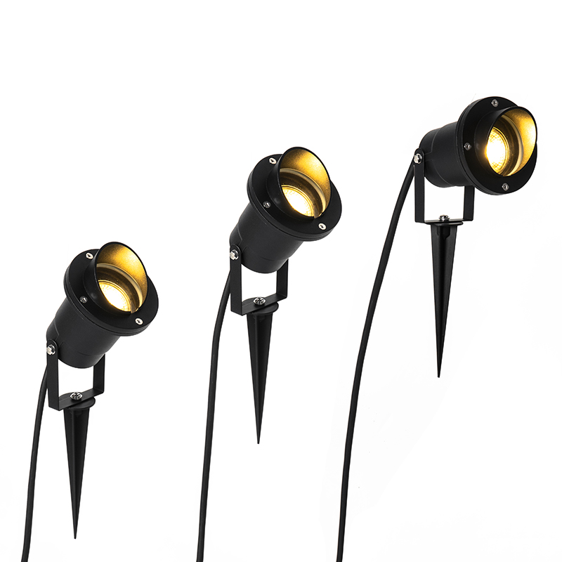 Set de 3 focos de jardín negros con cable y enchufe IP65 - Done | Leroy ...
