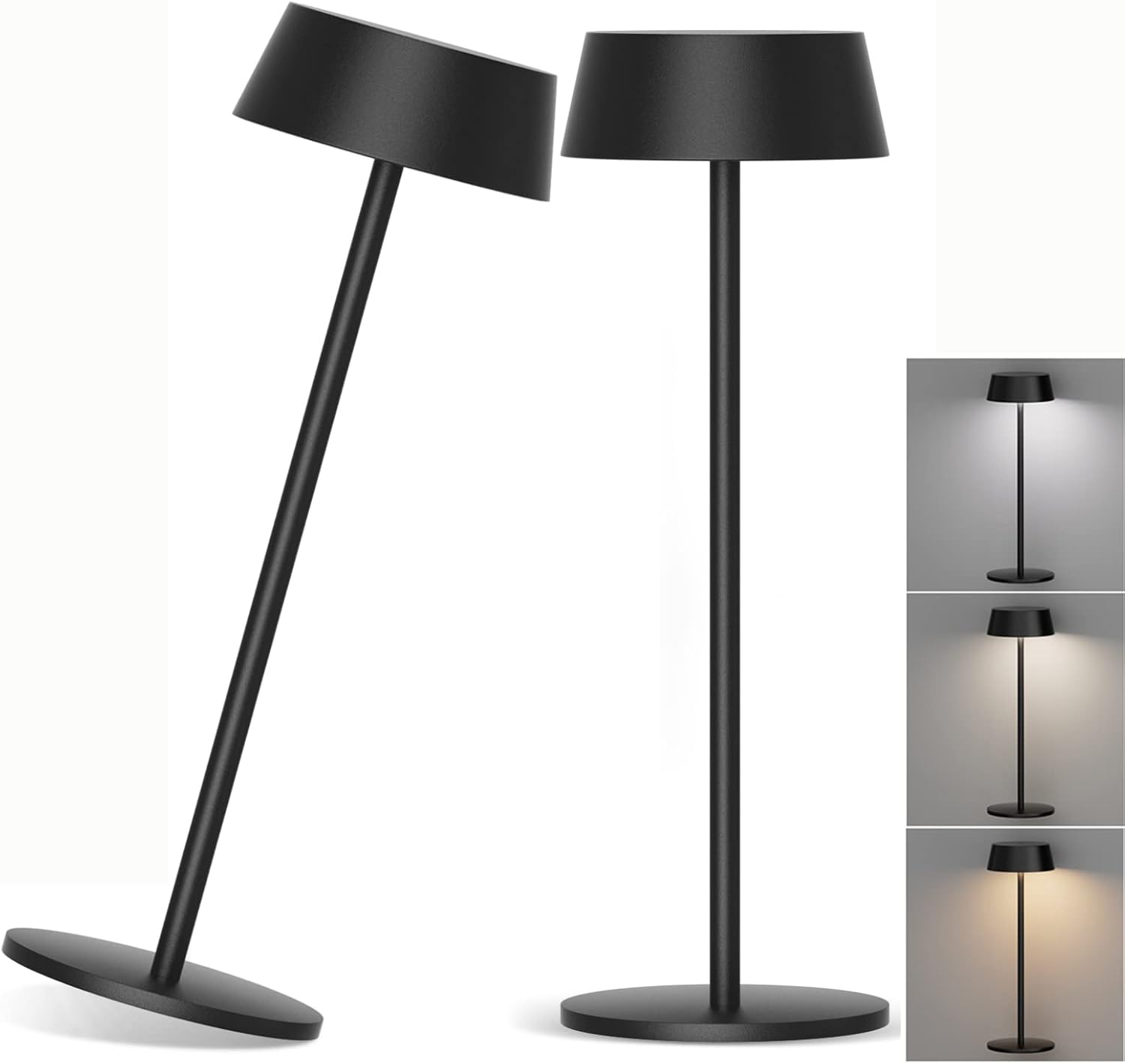 Lot de 2 lampes de bureau LED tactiles, lampe de bureau sans fil ...