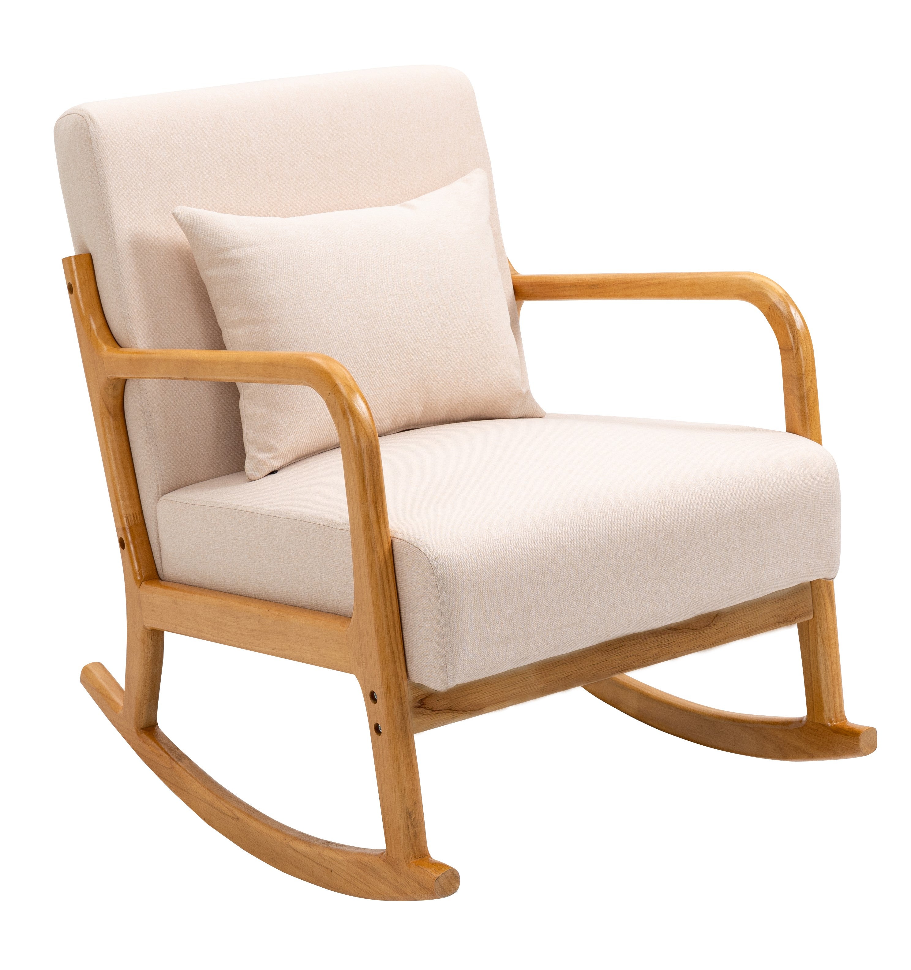 Nordlys - Rocking Chair Chaise A Bascule Scandinave Tissu Hevea Beige ...