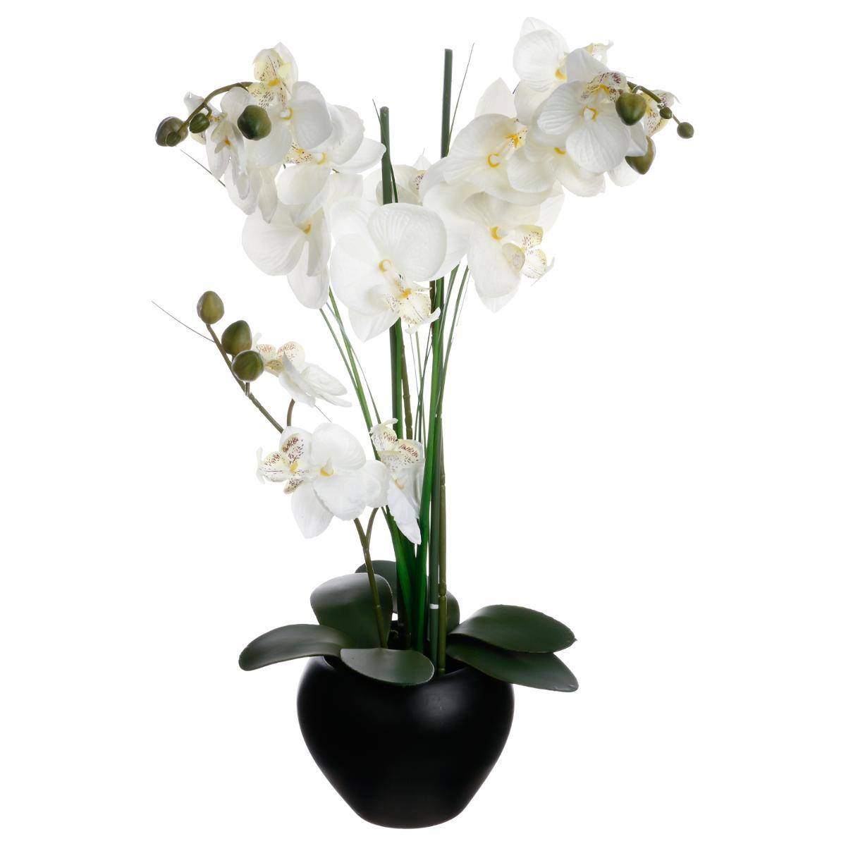 Orchidée artificielle - vase noir en céramique - H53 cm - Atmosphera ...