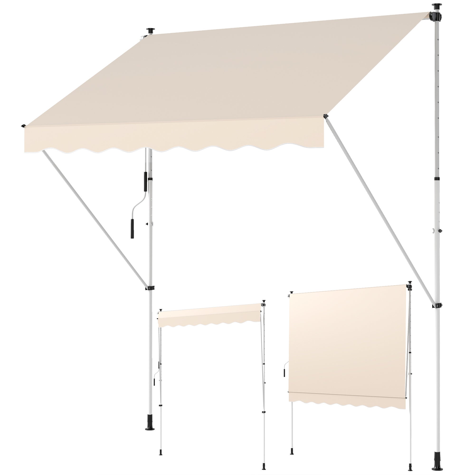 Toldo Manual Retráctil 300x150x170-280 cm con Altura Ajustable Manivela ...