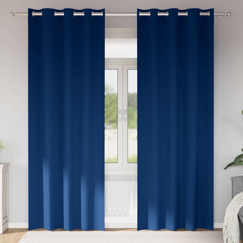 Cortinas Opacas con Anillas 2 pcs Azul Oscuro 225 x 140 cm | Leroy Merlin