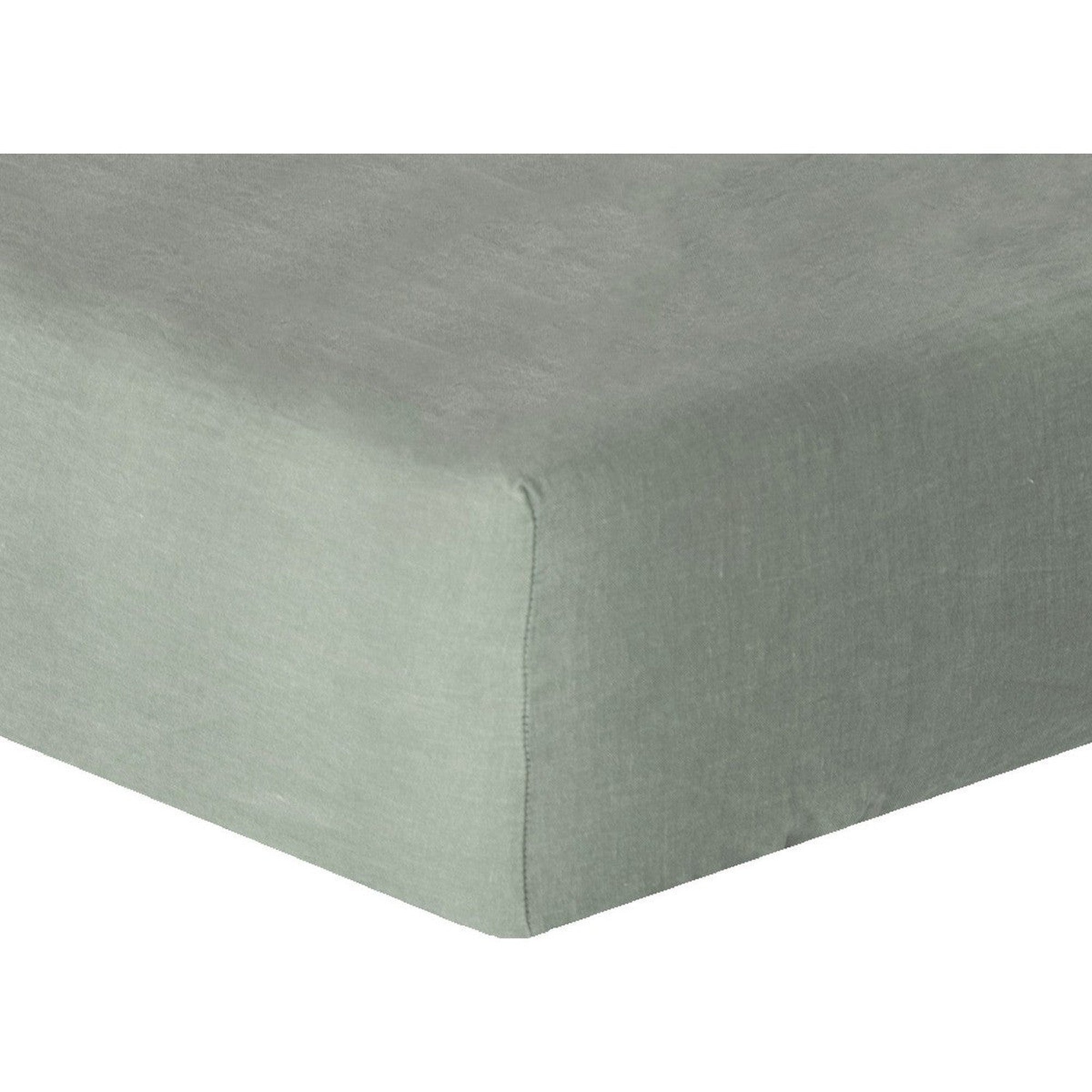 Drap housse 160x200x30 lin lavé vert de gris | Leroy Merlin